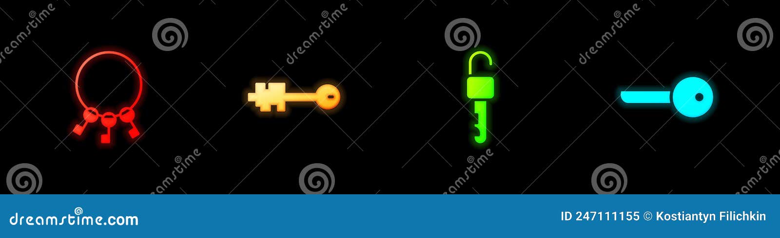 Conjunto De Claves Antiguas Desbloqueadas E Icono De Clave. Vector ...