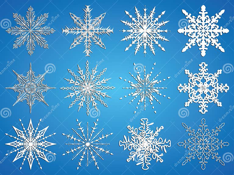 Conjunto De Copos De Nieve Del Vector Ilustración del Vector ...