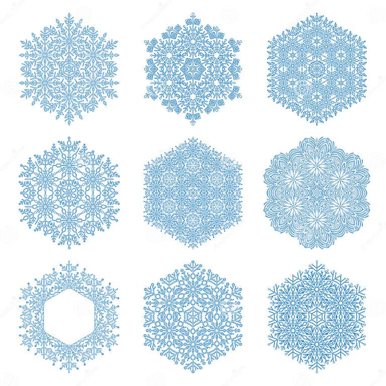 Conjunto De Copos De Nieve Del Vector Ilustración del Vector ...