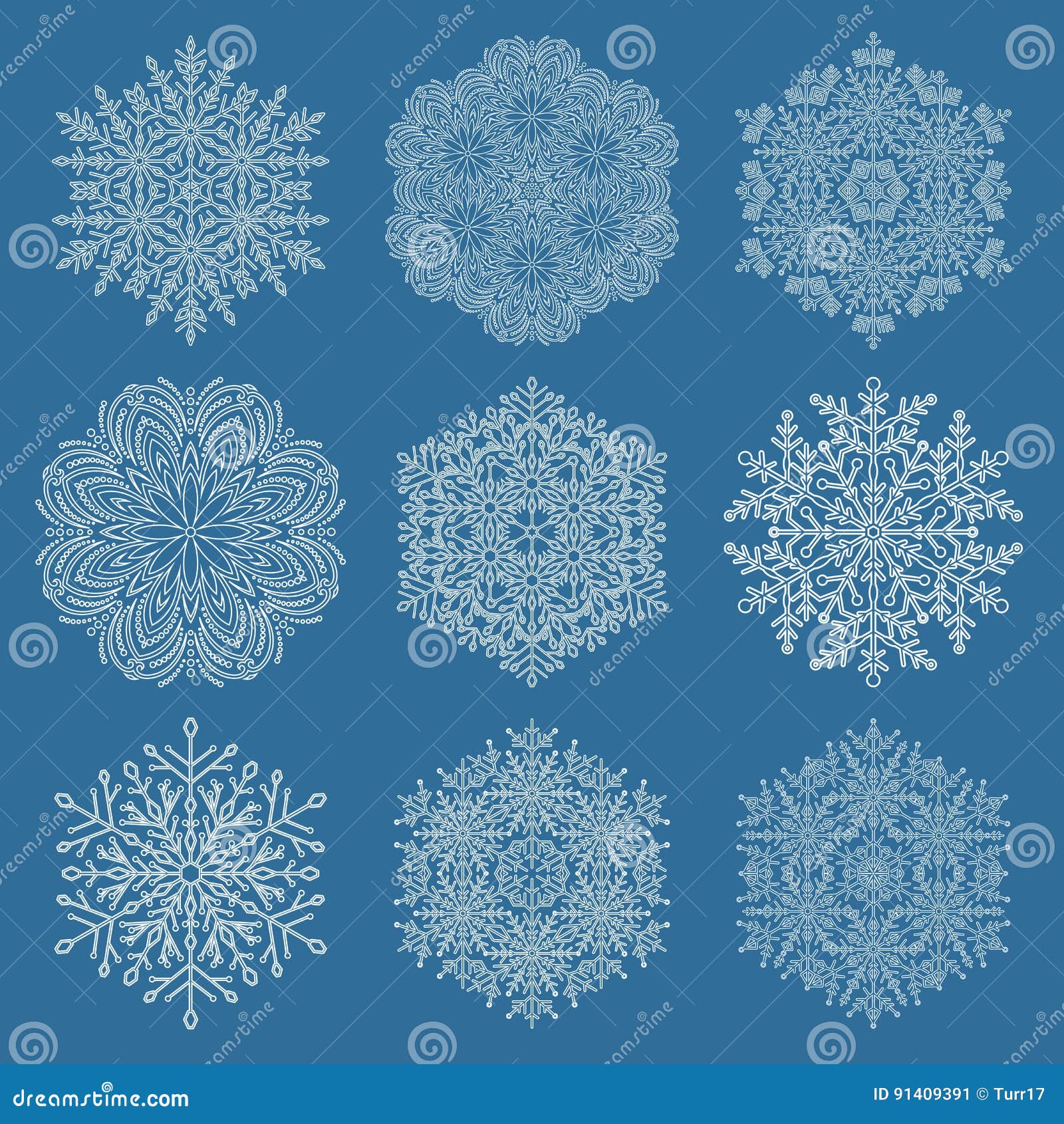 Conjunto De Copos De Nieve Del Vector Ilustración del Vector ...