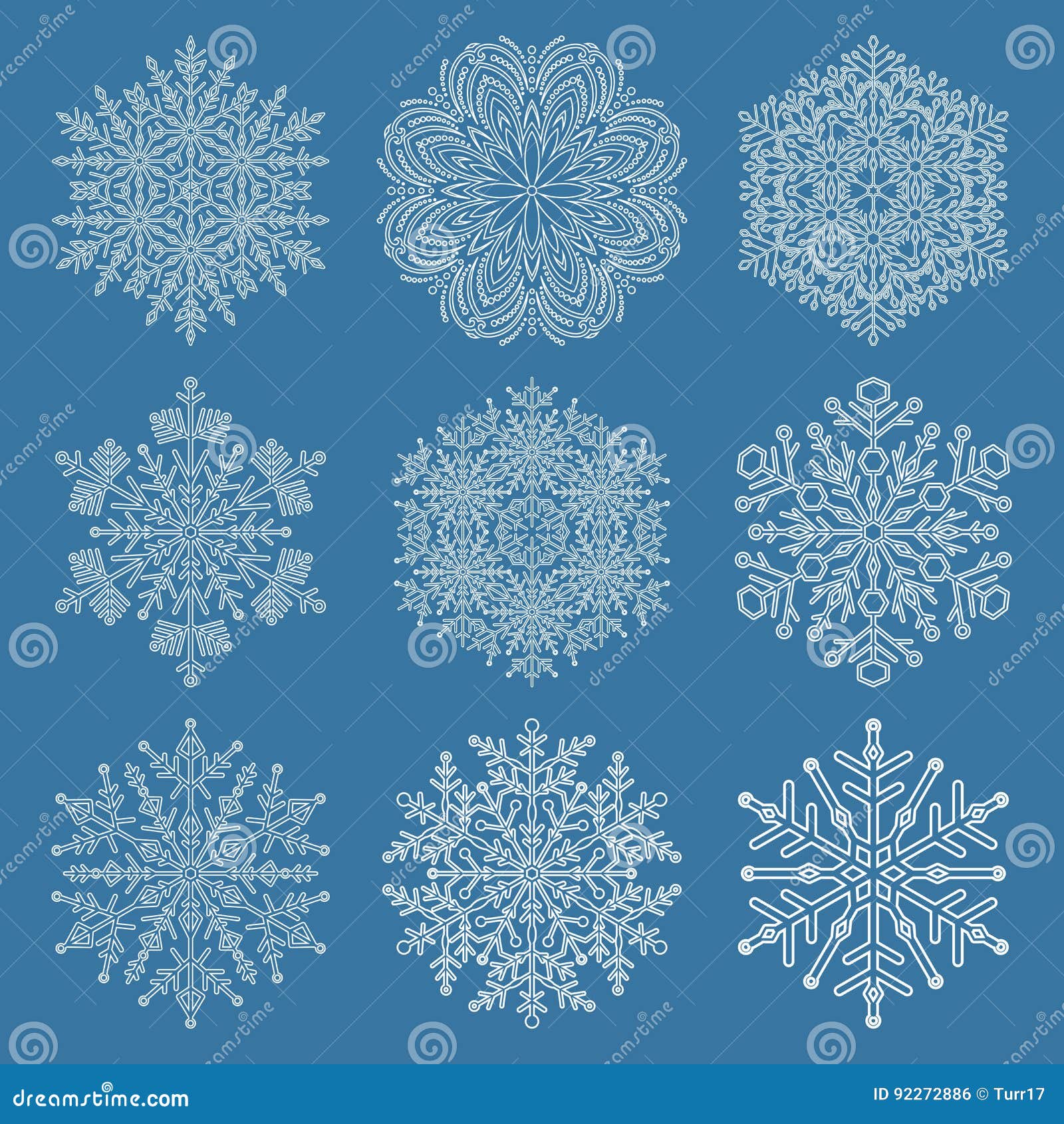Conjunto De Copos De Nieve Del Vector Ilustración del Vector ...