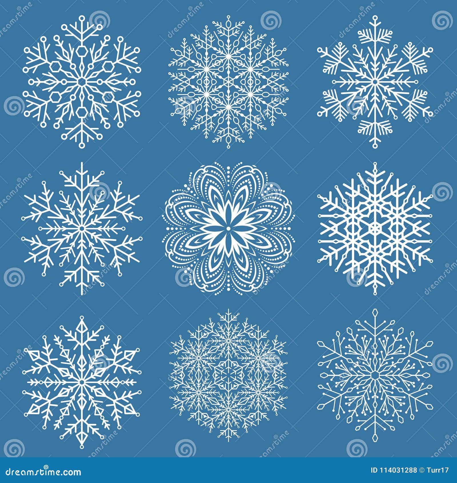 Conjunto De Copos De Nieve Del Vector Ilustración del Vector ...
