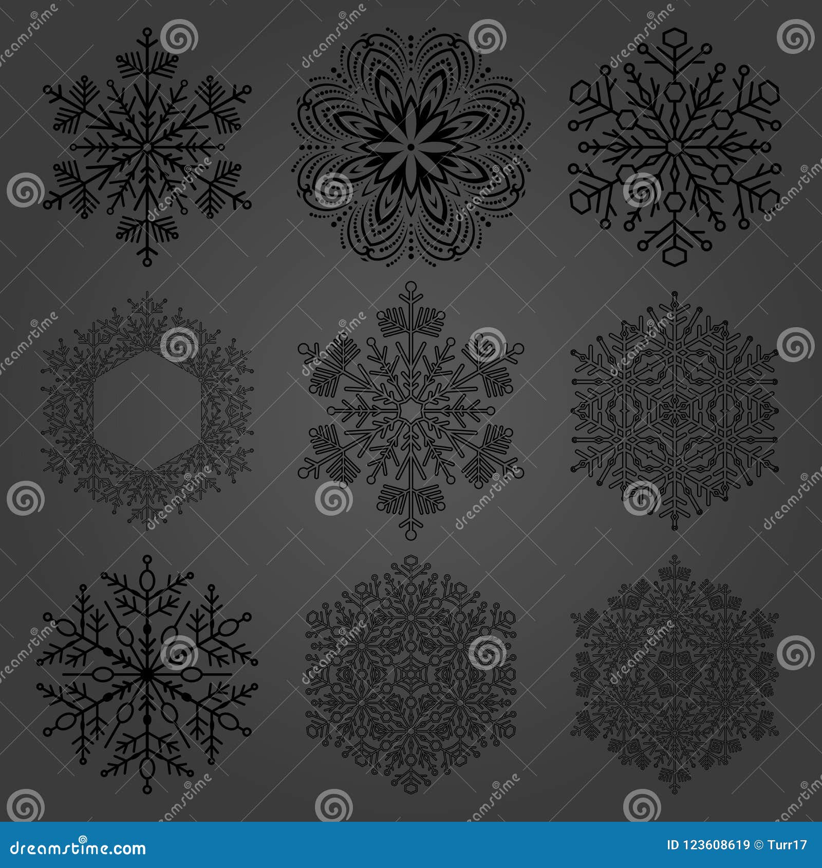 Conjunto De Copos De Nieve Del Vector Ilustración del Vector ...