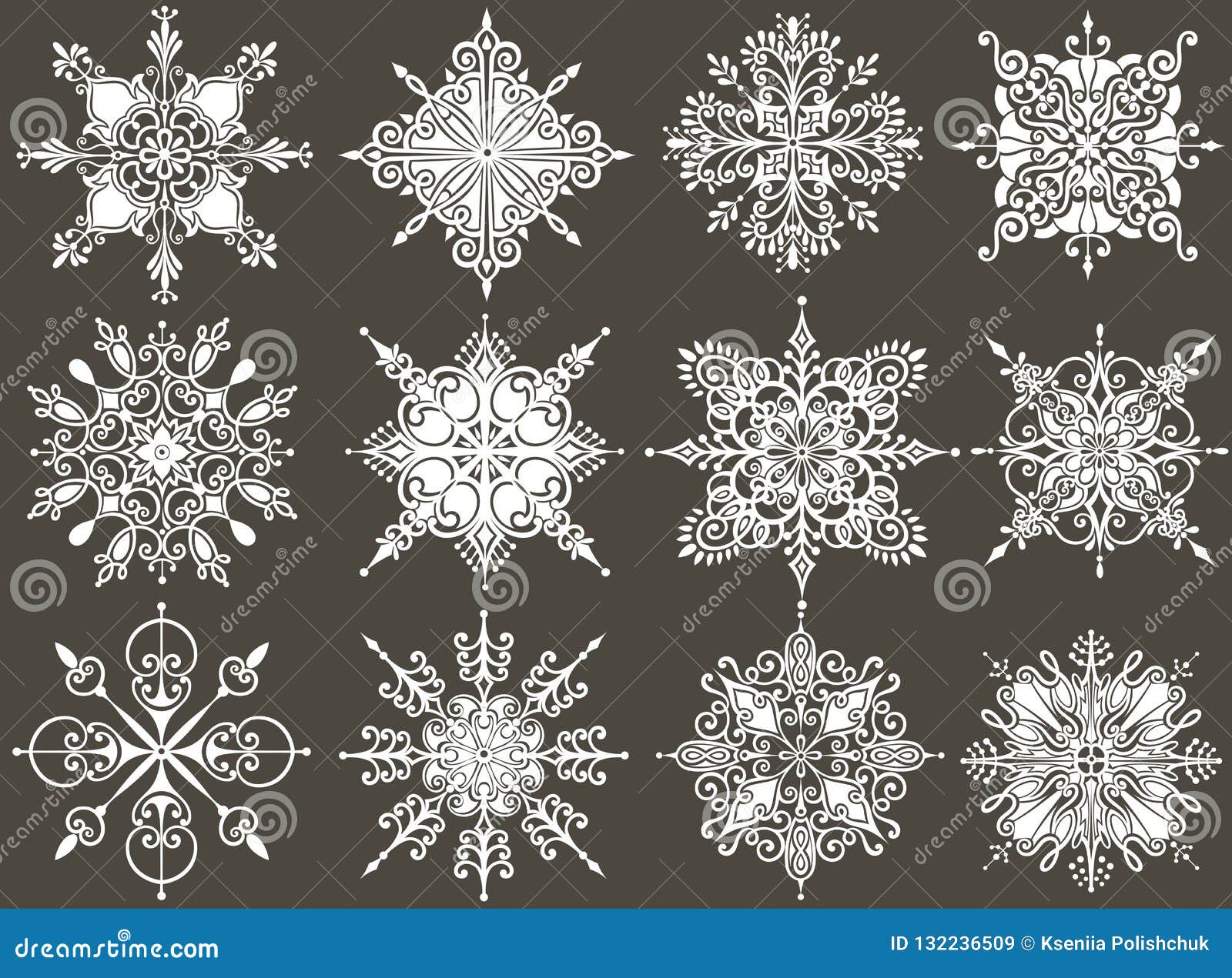 Conjunto De Copos De Nieve Del Vector Ilustración del Vector ...