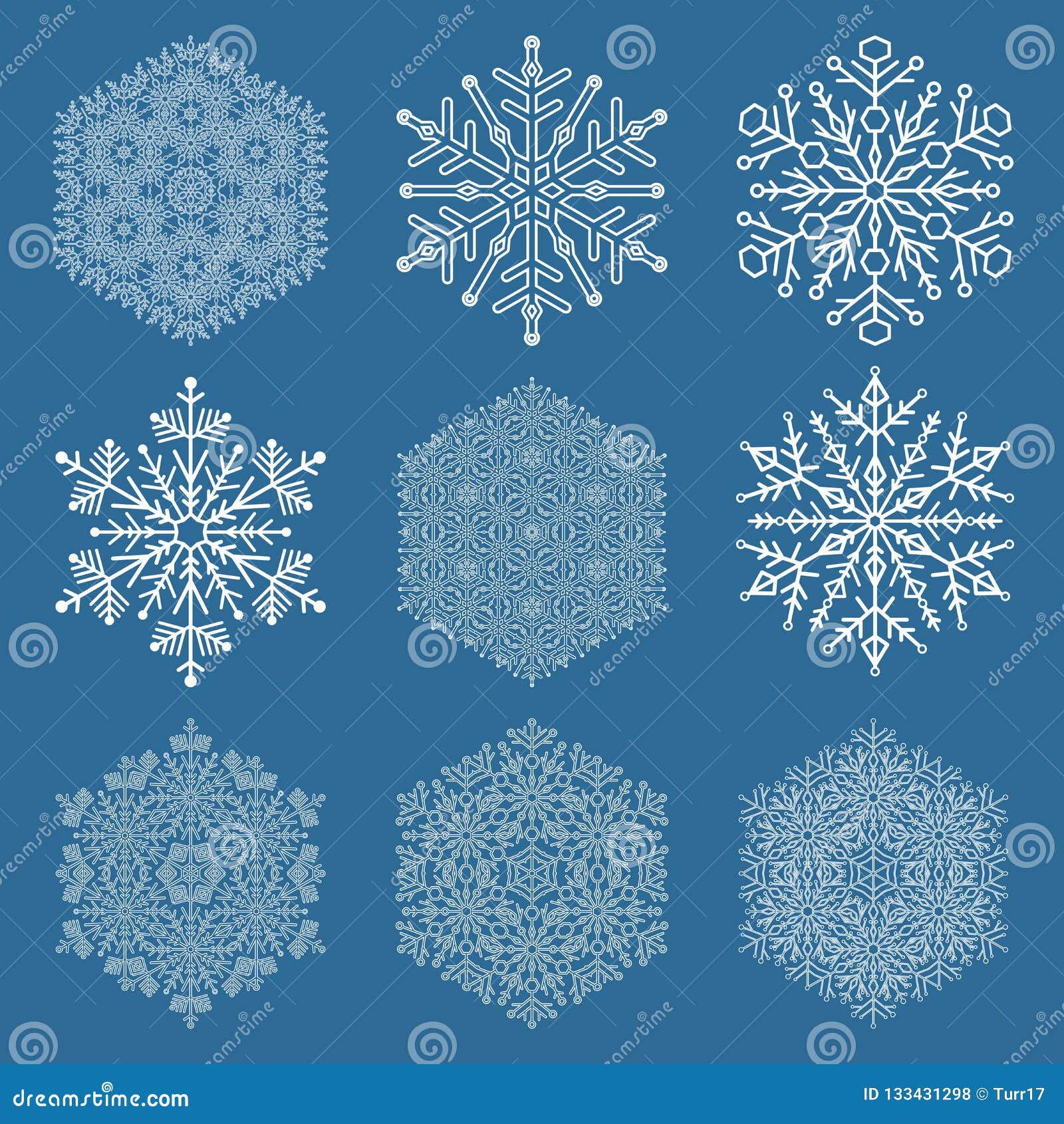 Conjunto De Copos De Nieve Del Vector Ilustración del Vector ...