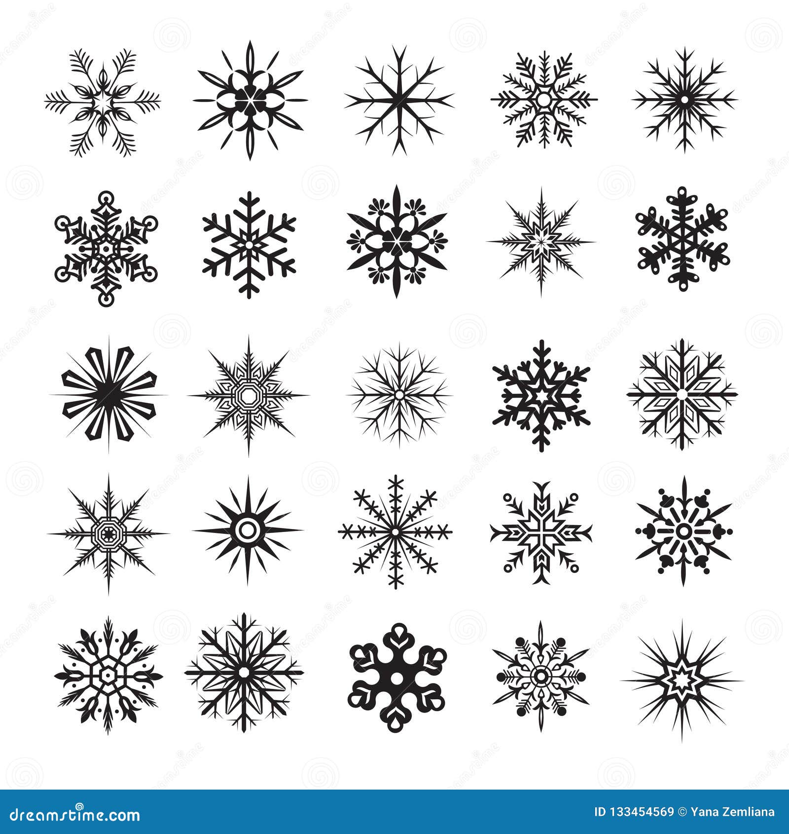 Conjunto De Copos De Nieve Del Vector Stock de ilustración ...