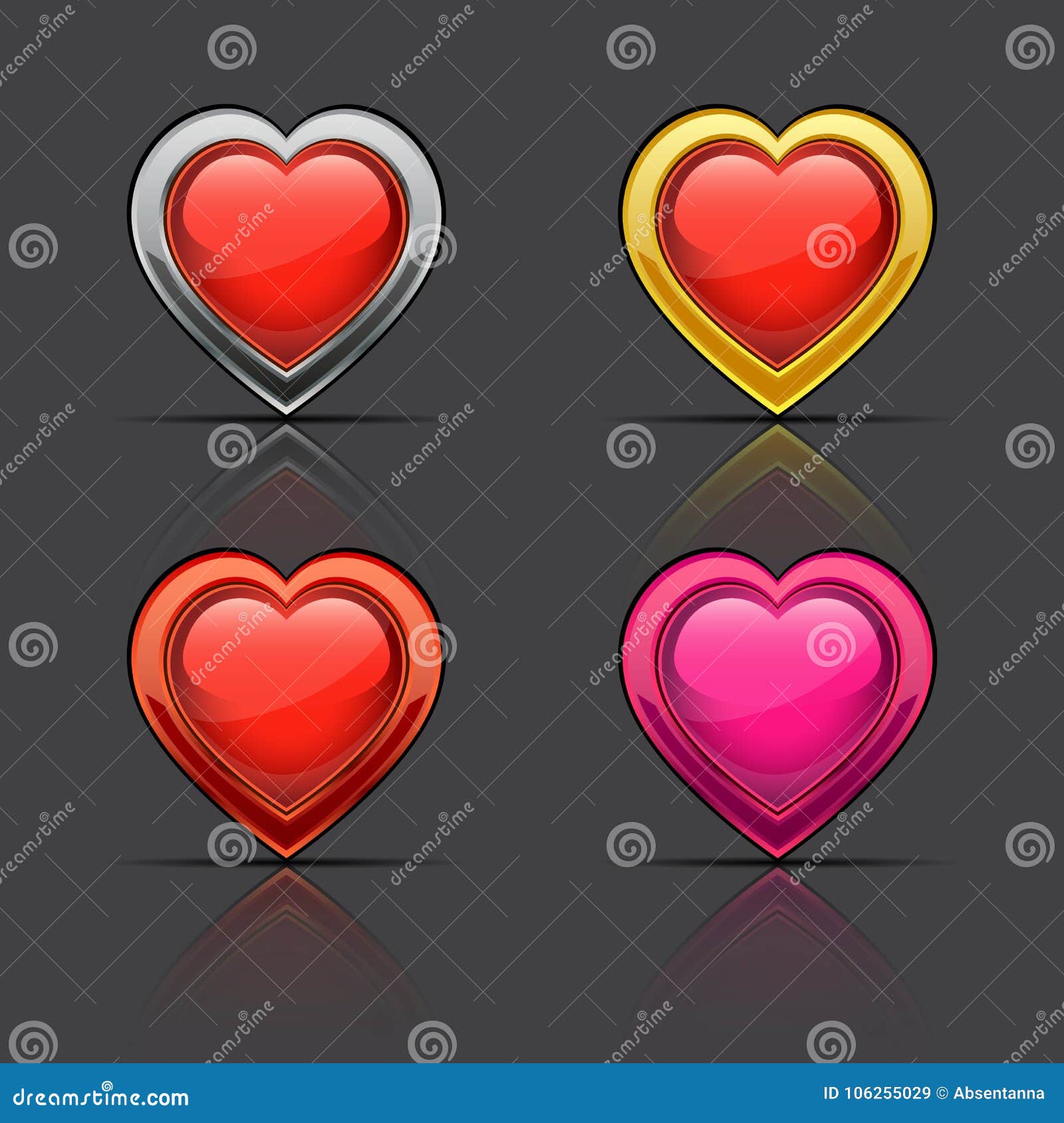 Conjunto De Corazones Brillantes Ilustración del Vector - Ilustración ...