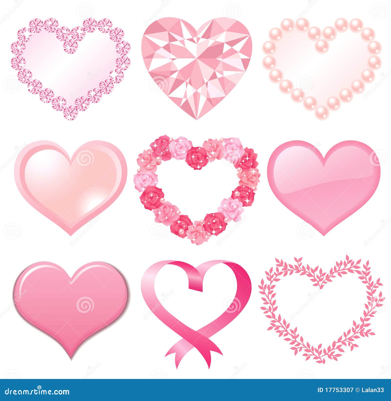 Conjunto De Corazones Rosados Ilustración del Vector - Ilustración de ...