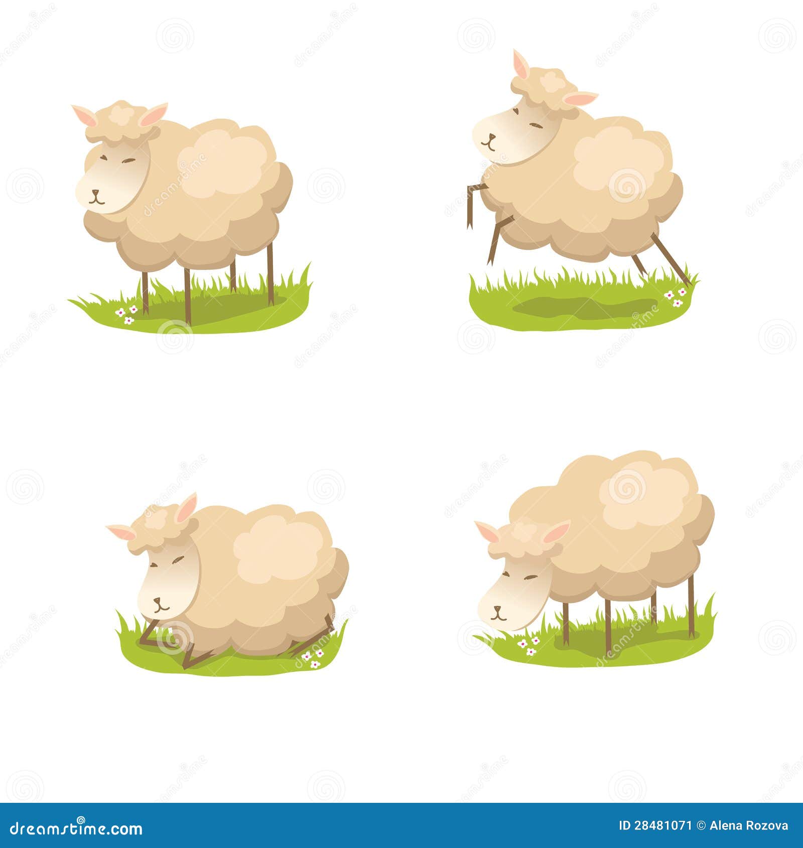 Conjunto De Corderos Lindos Del Vector Ilustración del Vector ...