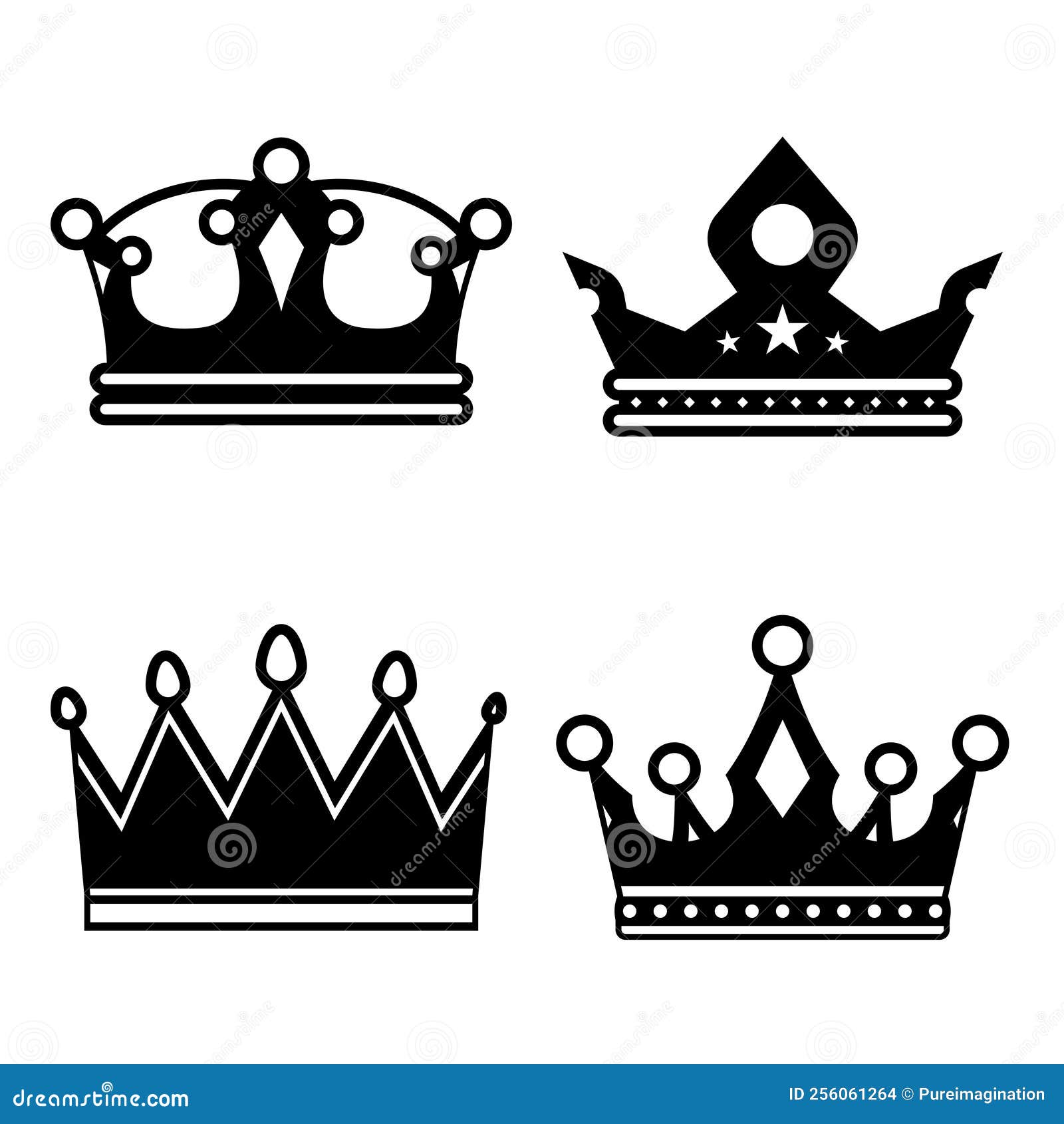 Conjunto De Coronas Aisladas Sobre Fondo Blanco Ilustración del Vector ...