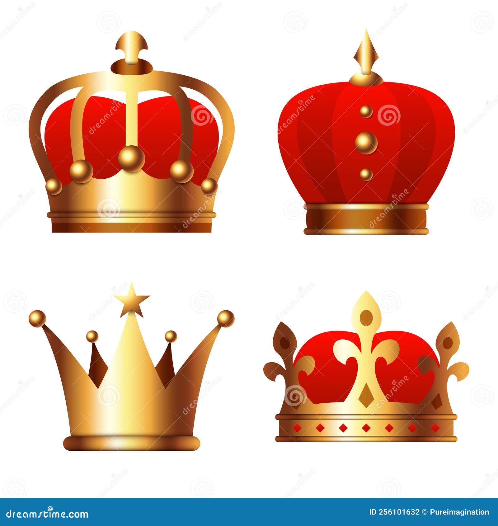 Conjunto De Coronas Aisladas Sobre Fondo Blanco Ilustración del Vector ...