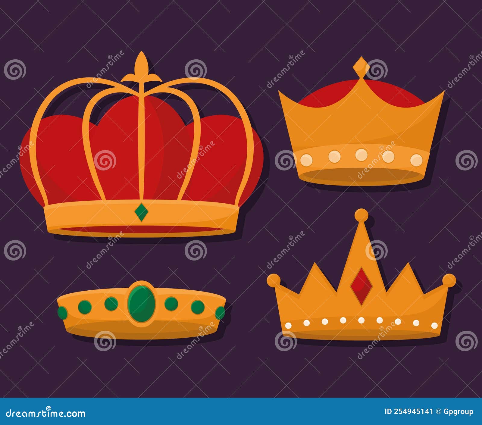 Conjunto De Coronas Doradas Ilustración del Vector - Ilustración de ...