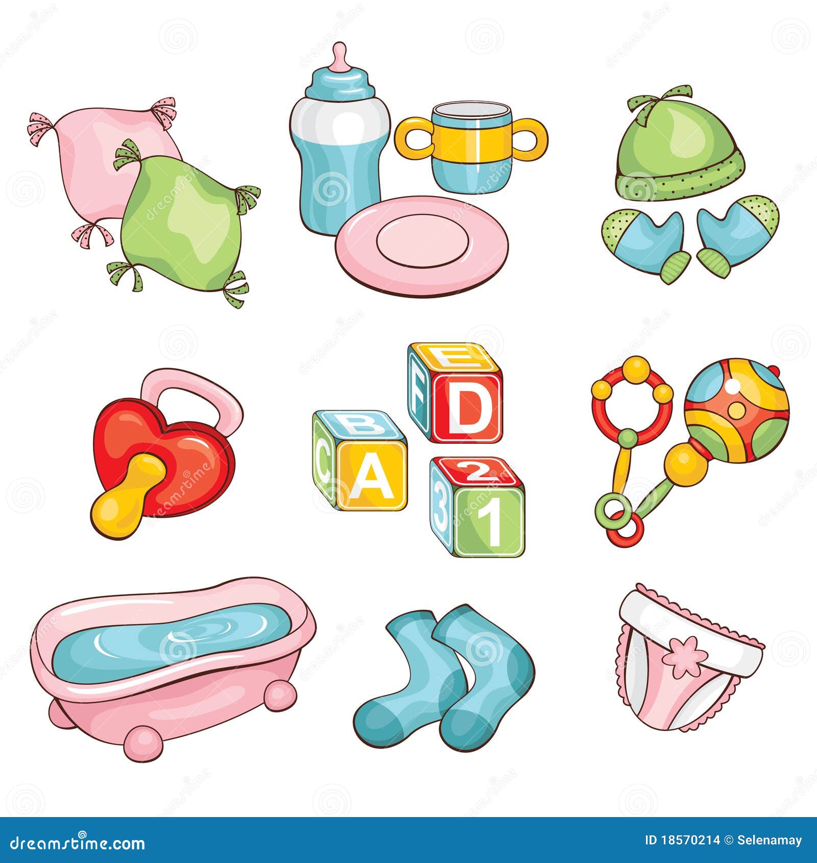 Conjunto de cosas del bebé ilustración del vector. Ilustración de ropas ...