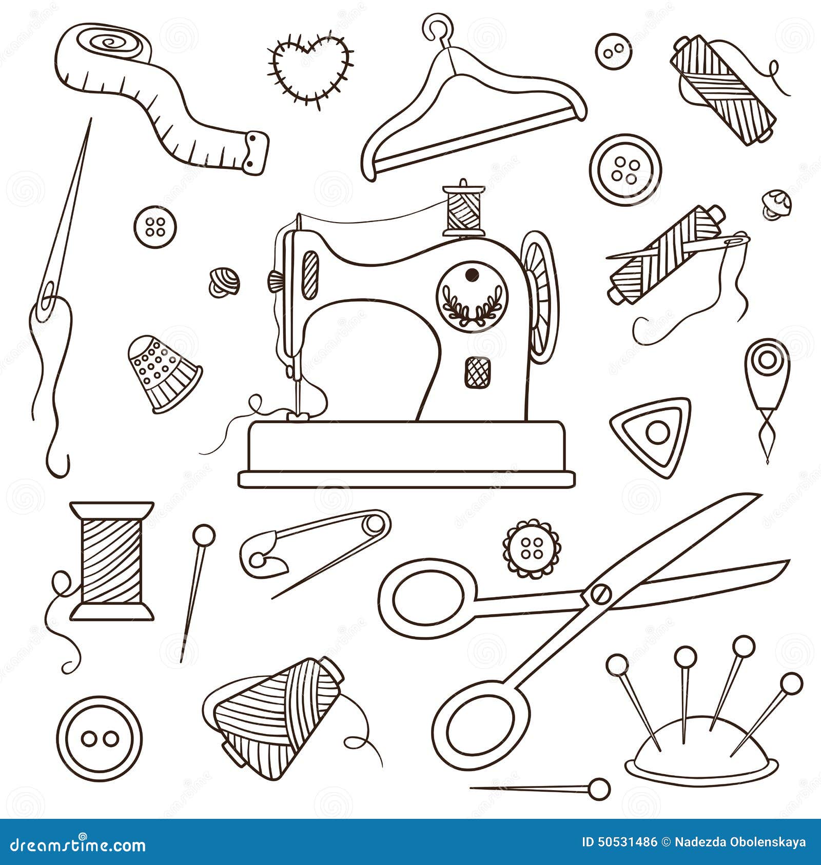 Conjunto de costura ilustración del vector. Ilustración de industria ...