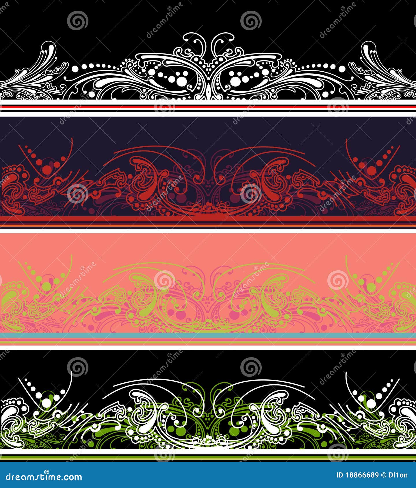 Conjunto De Cuatro Elementos De La Frontera Del Color Ilustración del ...