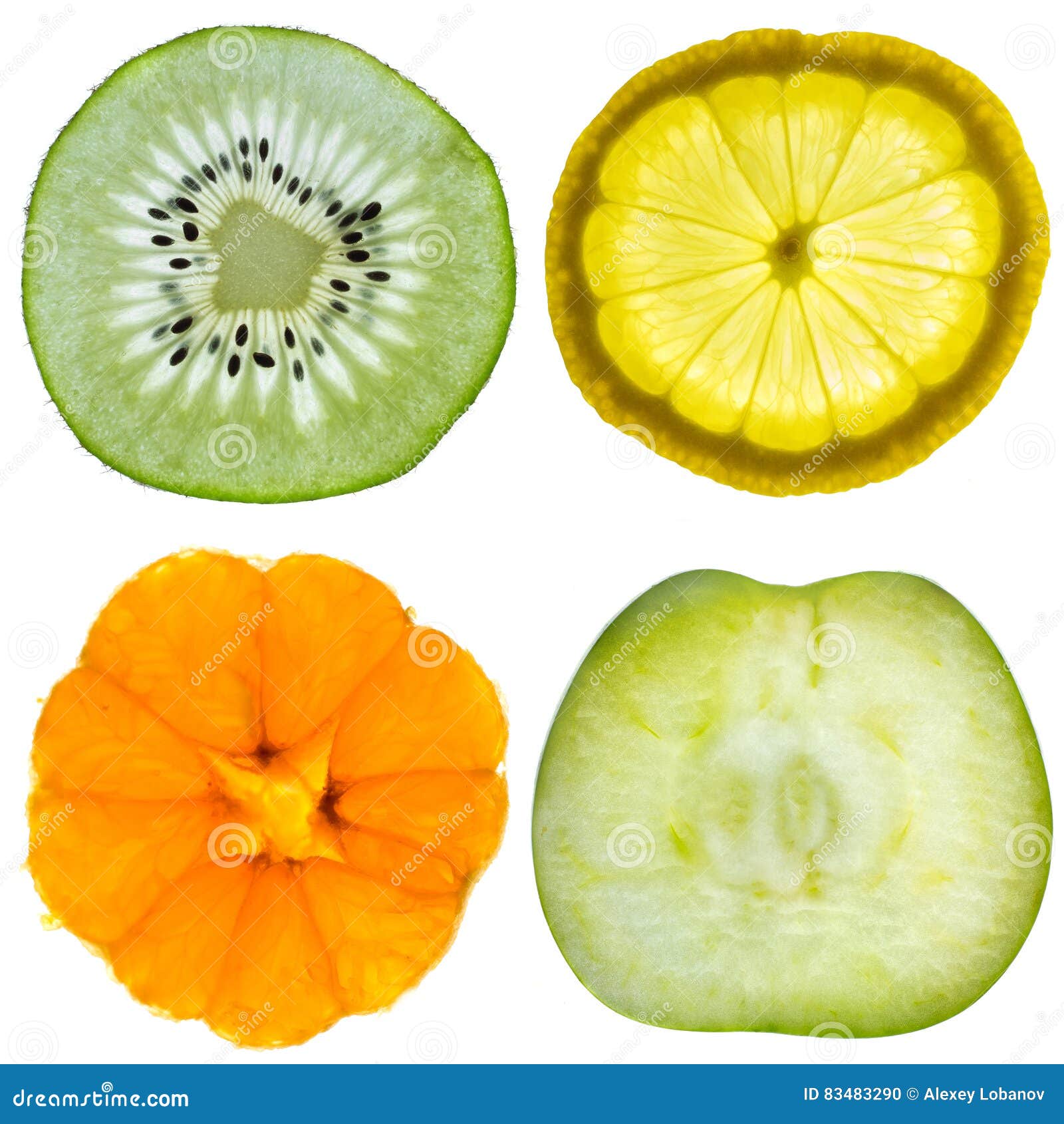 Conjunto de cuatro frutas foto de archivo. Imagen de sano - 83483290