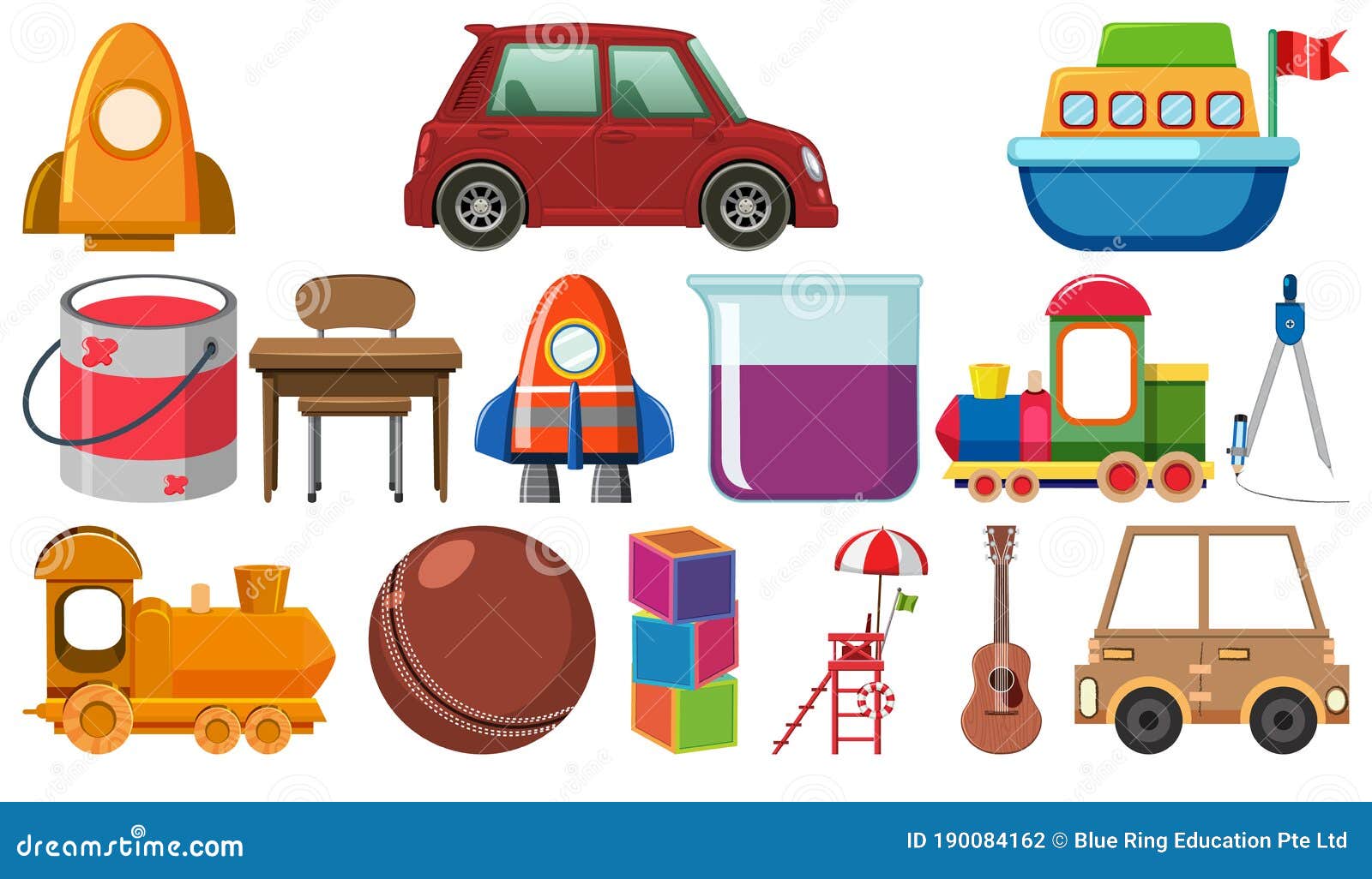 Conjunto De Dibujos Animados De Varios Objetos Ilustración del Vector ...