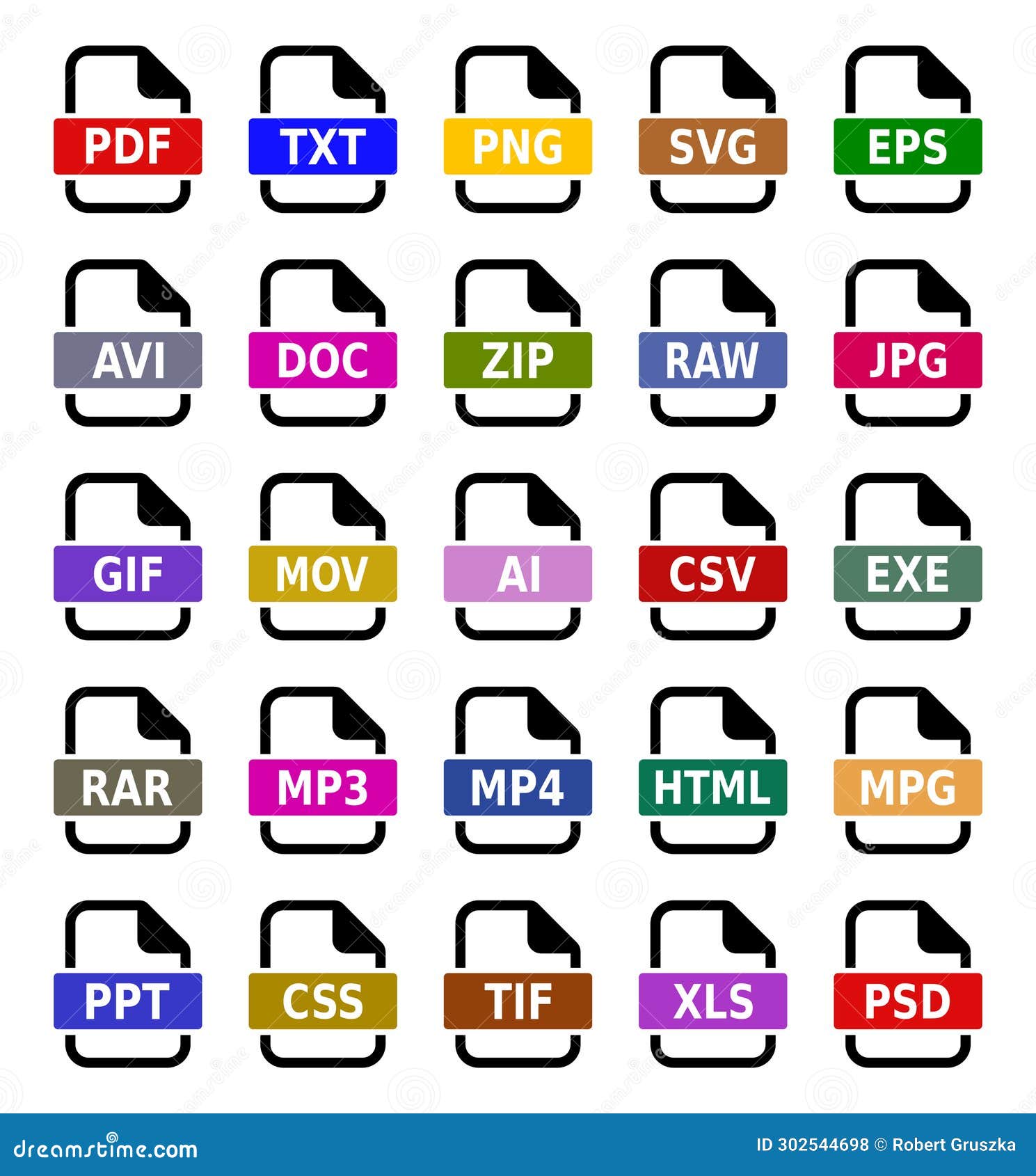 Conjunto De Diferentes Formatos De Documento Ilustración del Vector ...