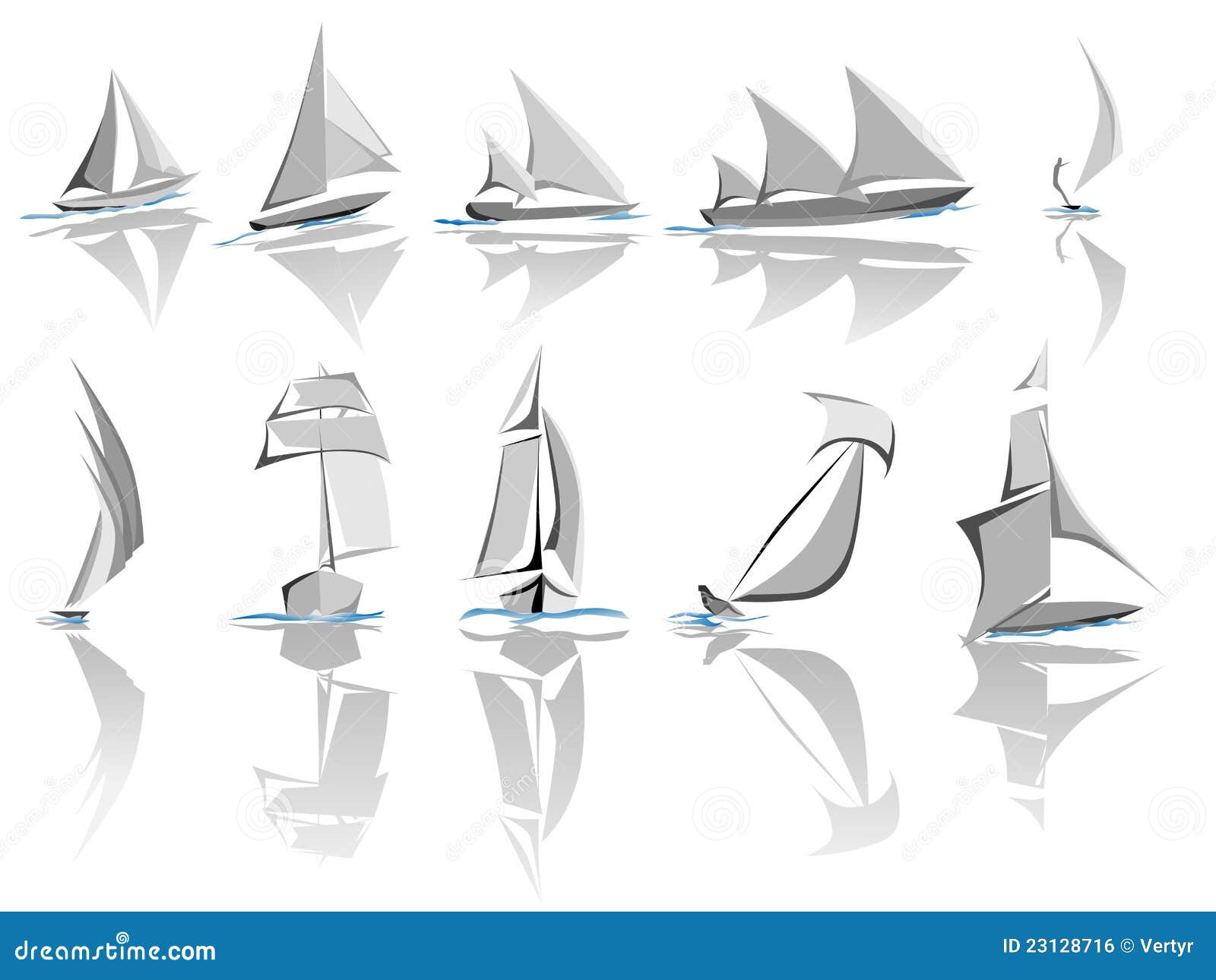 Conjunto De Diverso Icono De Los Veleros (vector Simple) Ilustración ...
