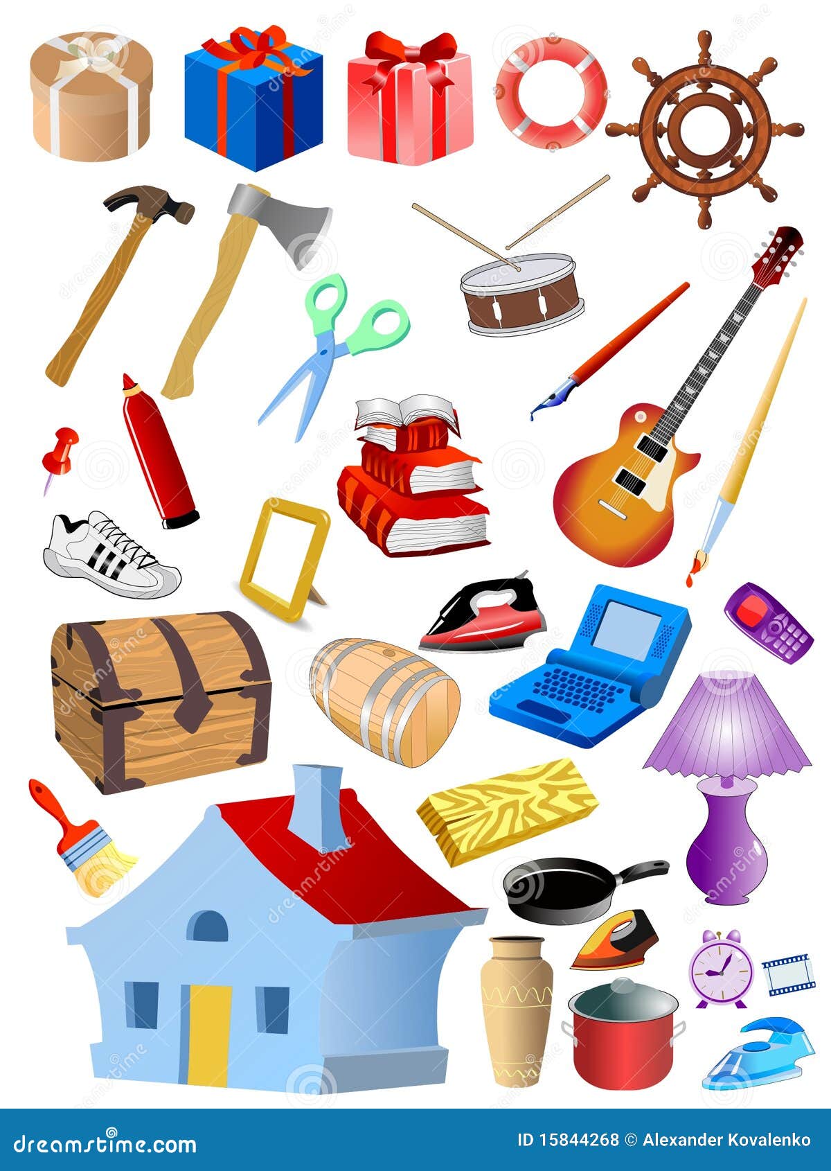 Conjunto De Diversos Objetos Ilustración del Vector - Ilustración de ...