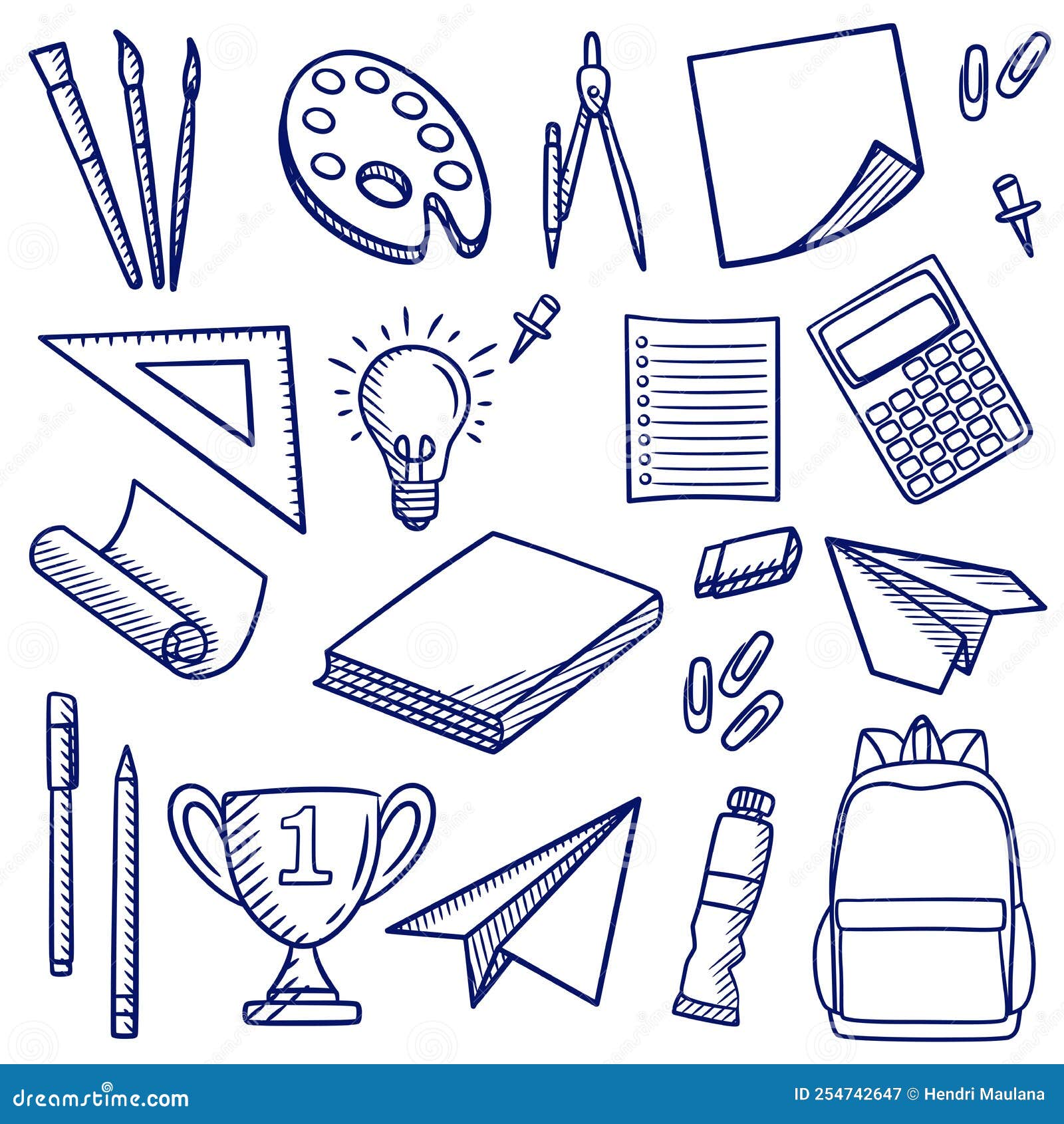 Conjunto De Doodles De Elementos Escolares Ilustración del Vector ...