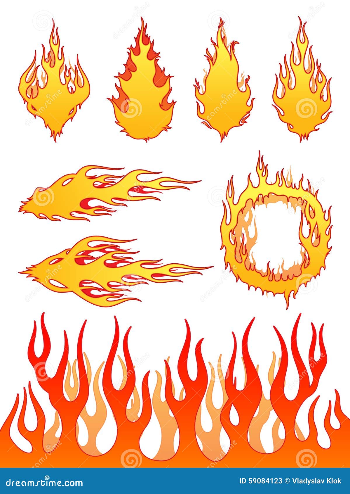 Conjunto De Elementos Del Fuego Ilustración del Vector - Ilustración de ...