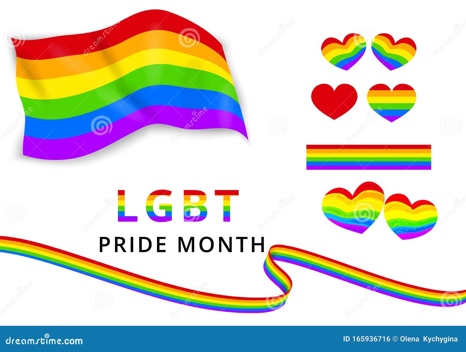 Conjunto De Elementos Del Mes Del Orgullo Lgbtq En Colores Del Arcoiris