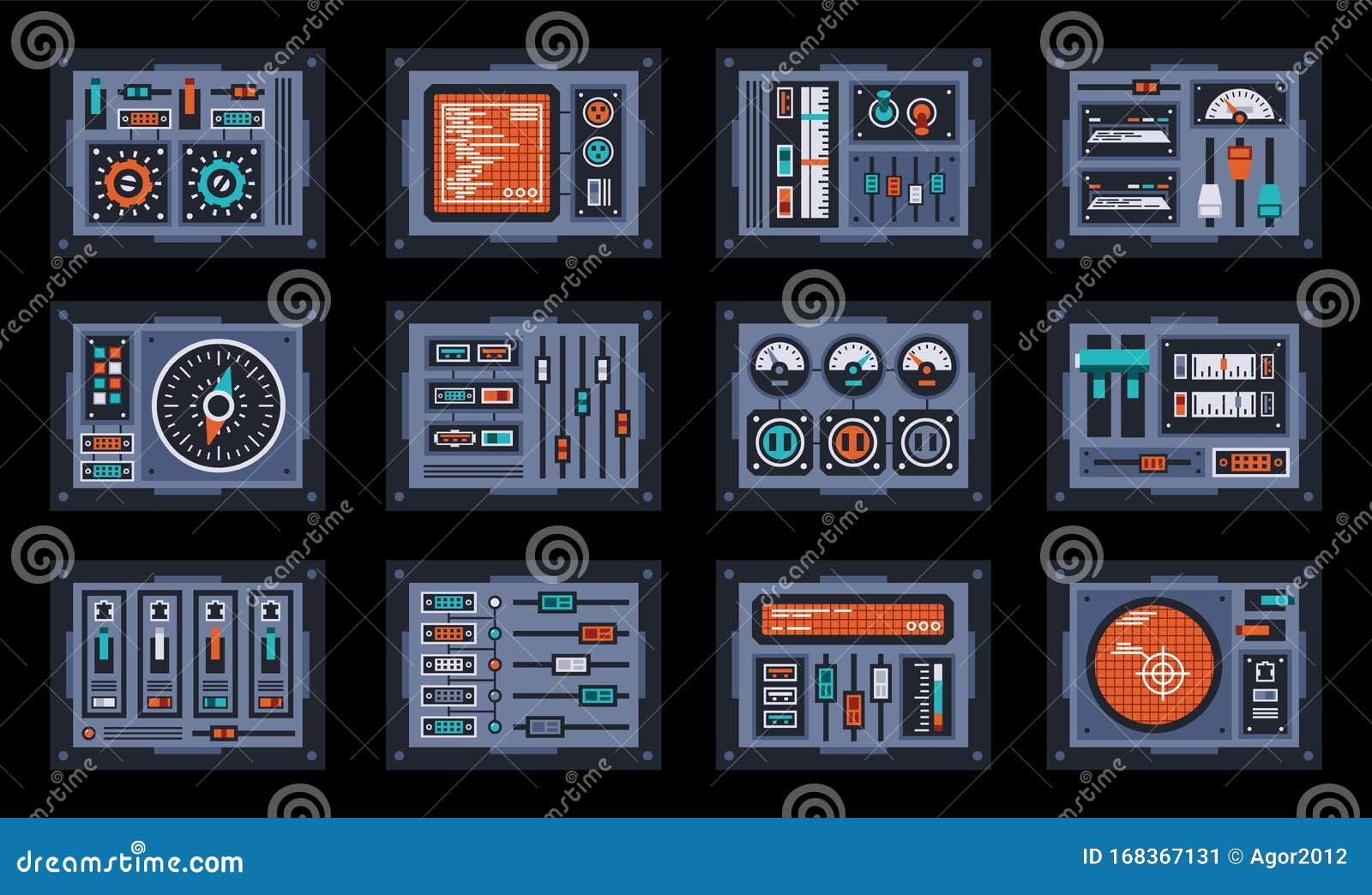 Conjunto De Elementos Del Panel De Control Para La Nave Espacial ...