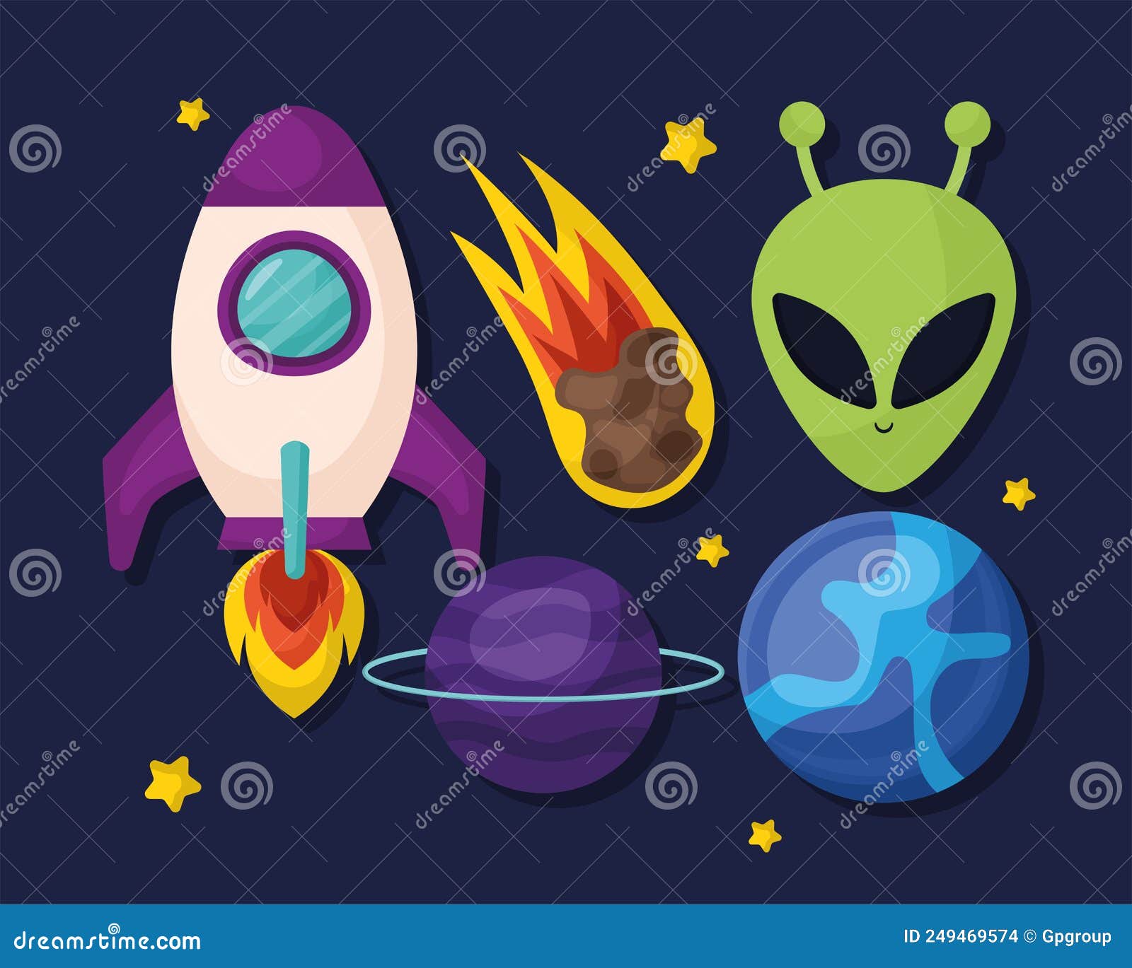 Conjunto De Elementos De Espacio Ilustración del Vector - Ilustración de planeta, conjunto ...