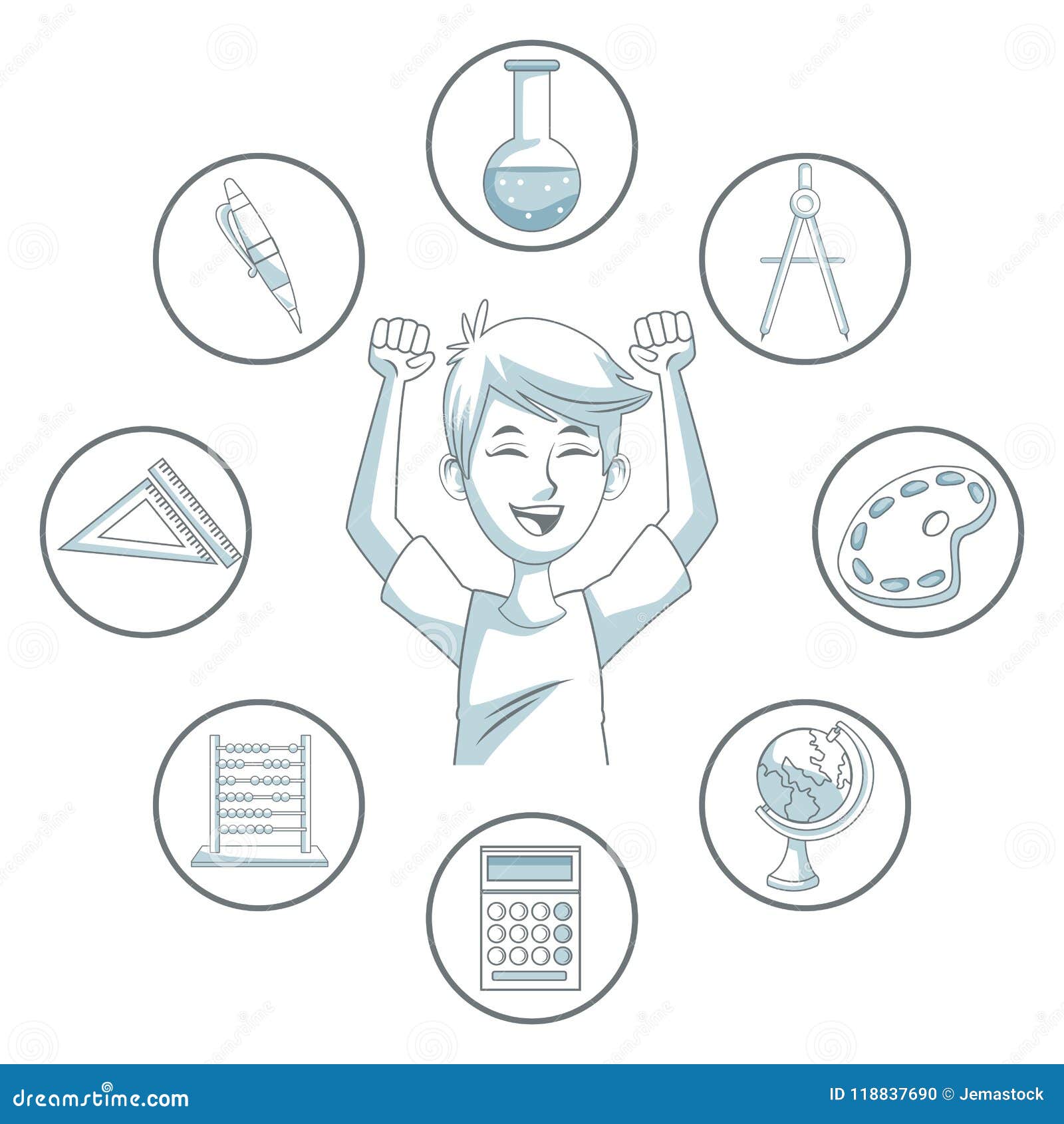 Conjunto De Elementos De La Escuela Ilustración del Vector ...