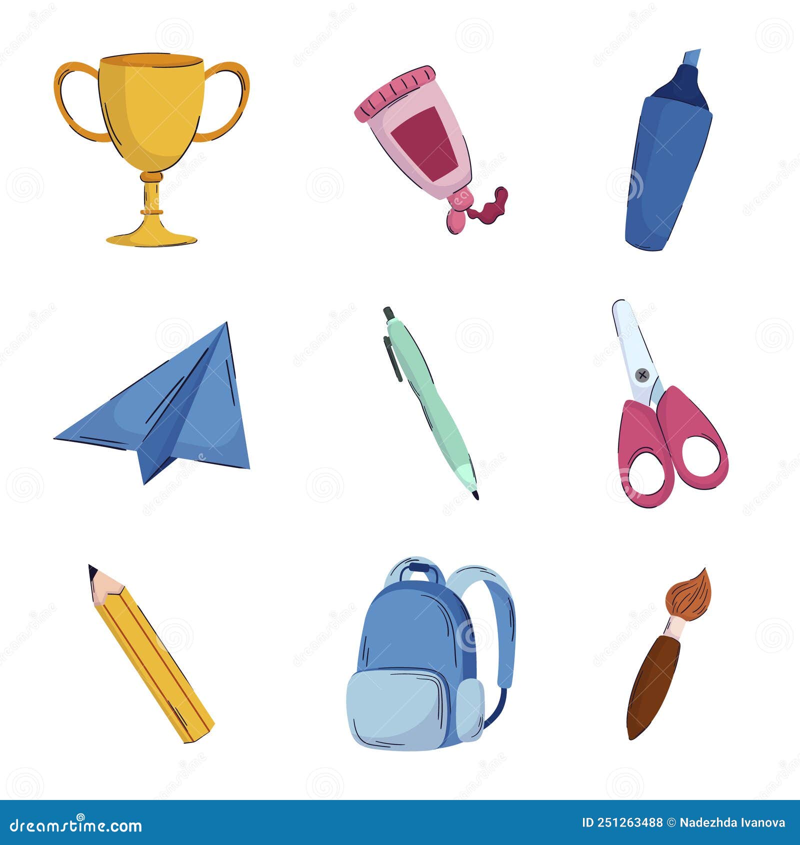 Conjunto De Elementos De La Escuela. Ilustración del Vector ...