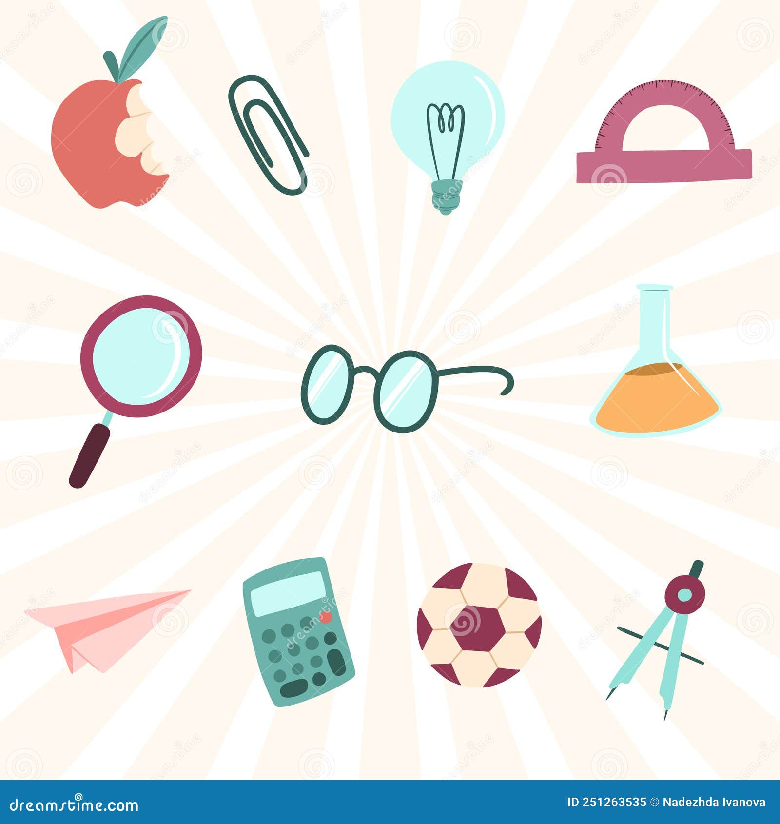 Conjunto De Elementos De La Escuela. Ilustración del Vector ...