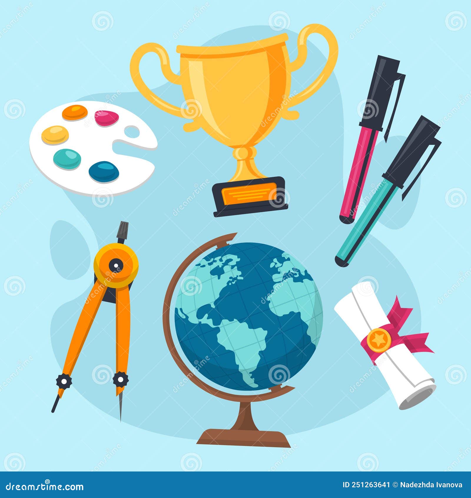 Conjunto De Elementos De La Escuela. Ilustración del Vector ...