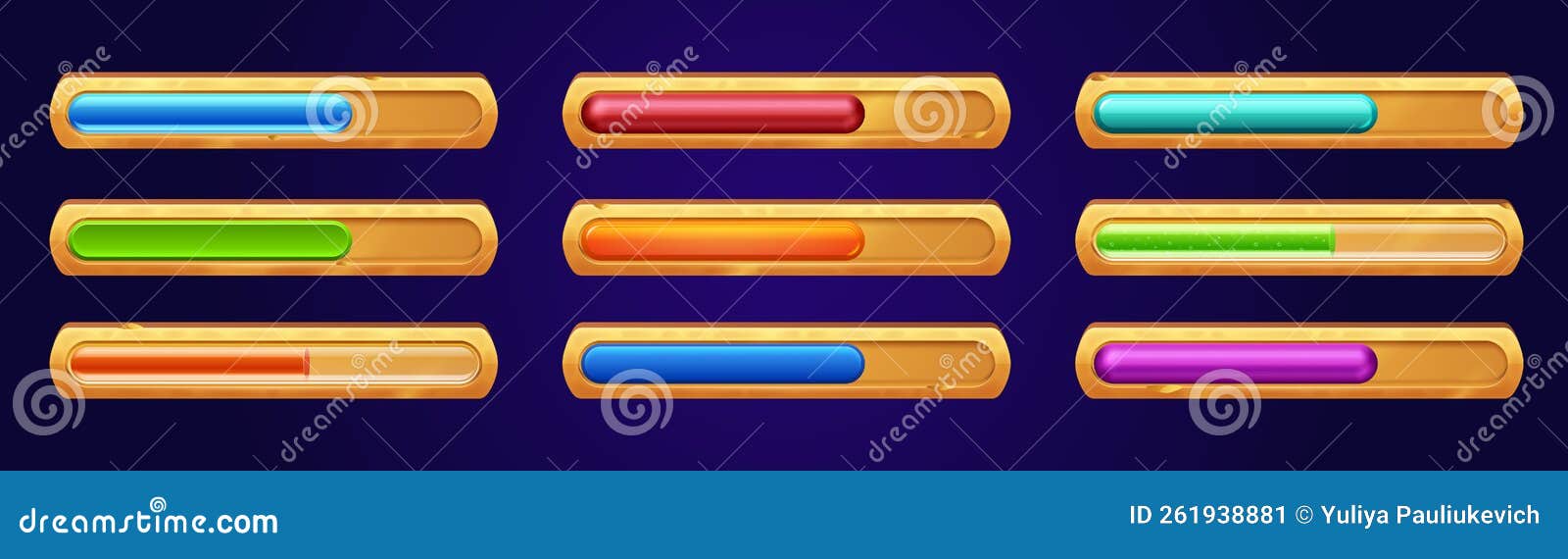 Conjunto De Elementos Ui Vectoriales De Barras De Progreso De Juegos Ilustración del Vector ...