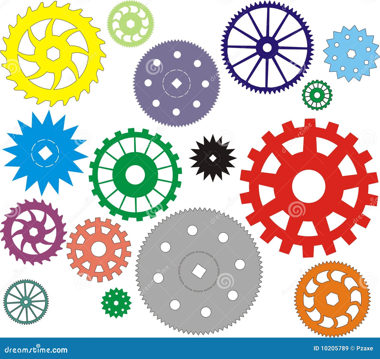 Conjunto De Engranajes Del Vector Diferentes En La Forma Ilustración ...