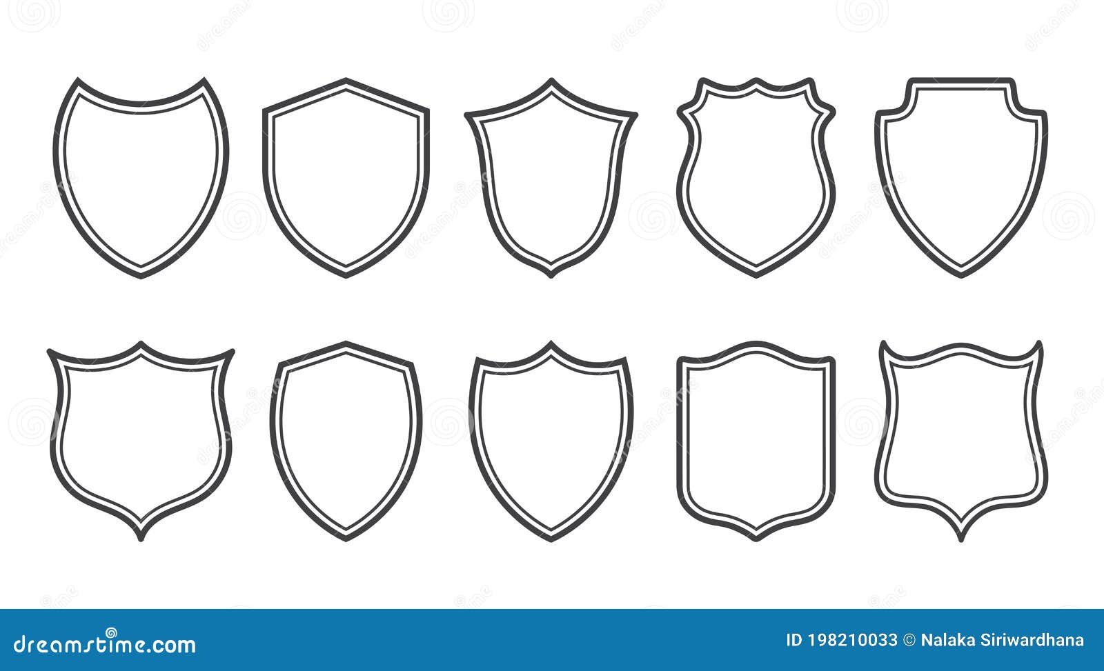 Conjunto De Escudo Negro Vectorial. Ilustración del Vector ...