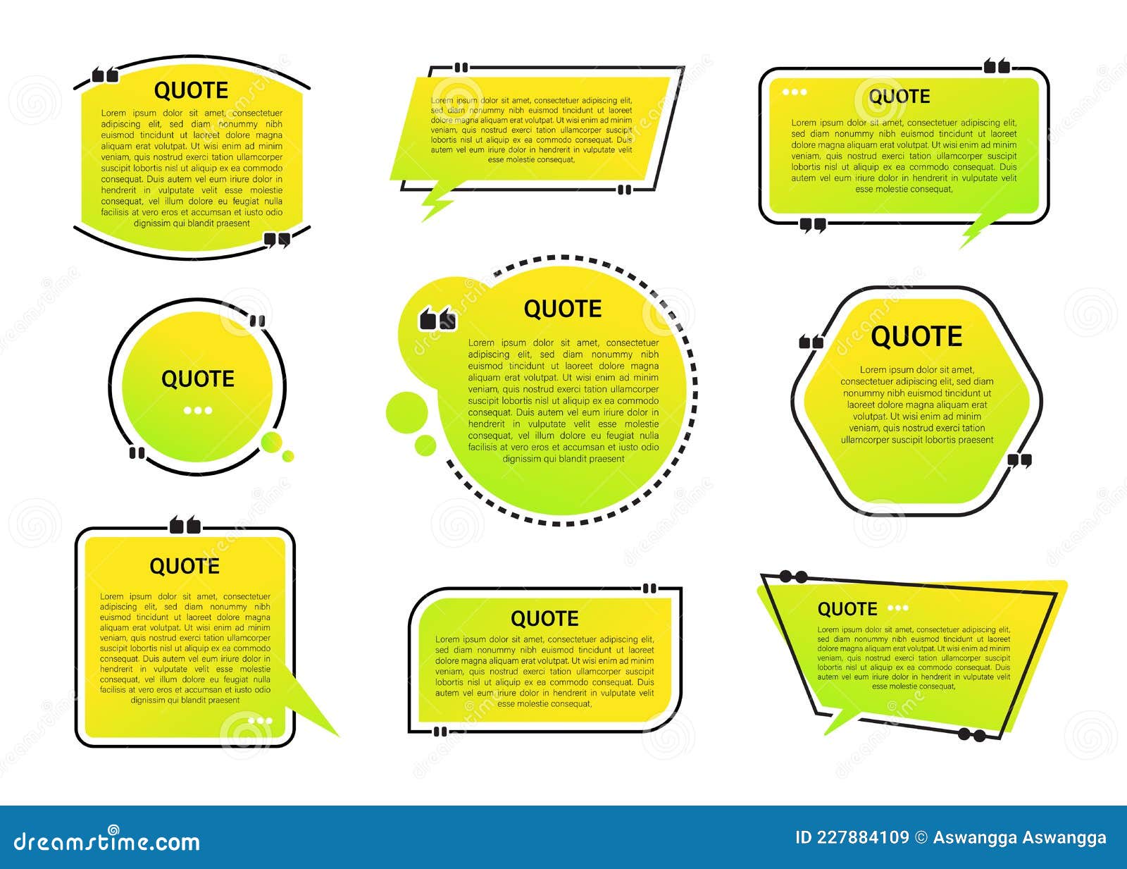 Conjunto De Faixas De Aspas Modernas Com Fundo Gradiente Ilustração do ...