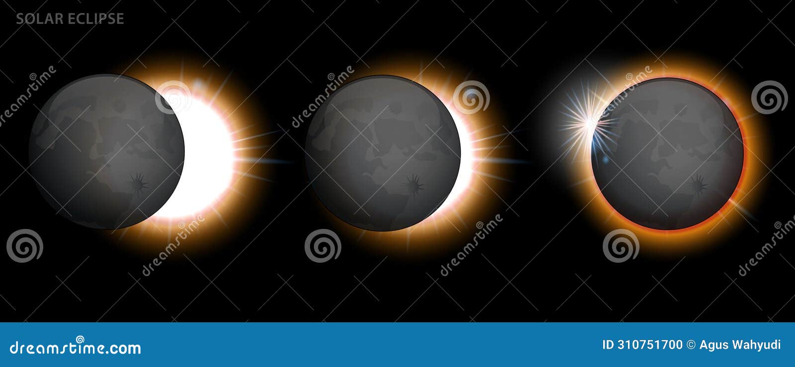Conjunto De Fases Del Eclipse Solar 3d Ilustración. Stock de ...