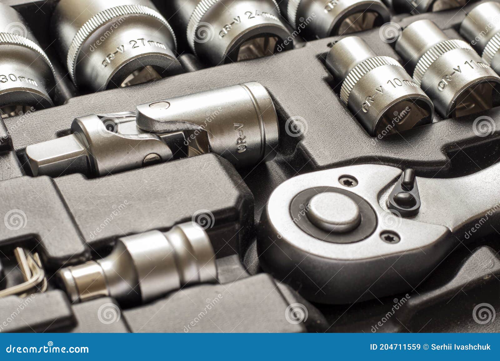 Conjunto De Ferramentas De Catraca Em Uma Caixa. Imagem de Stock ...