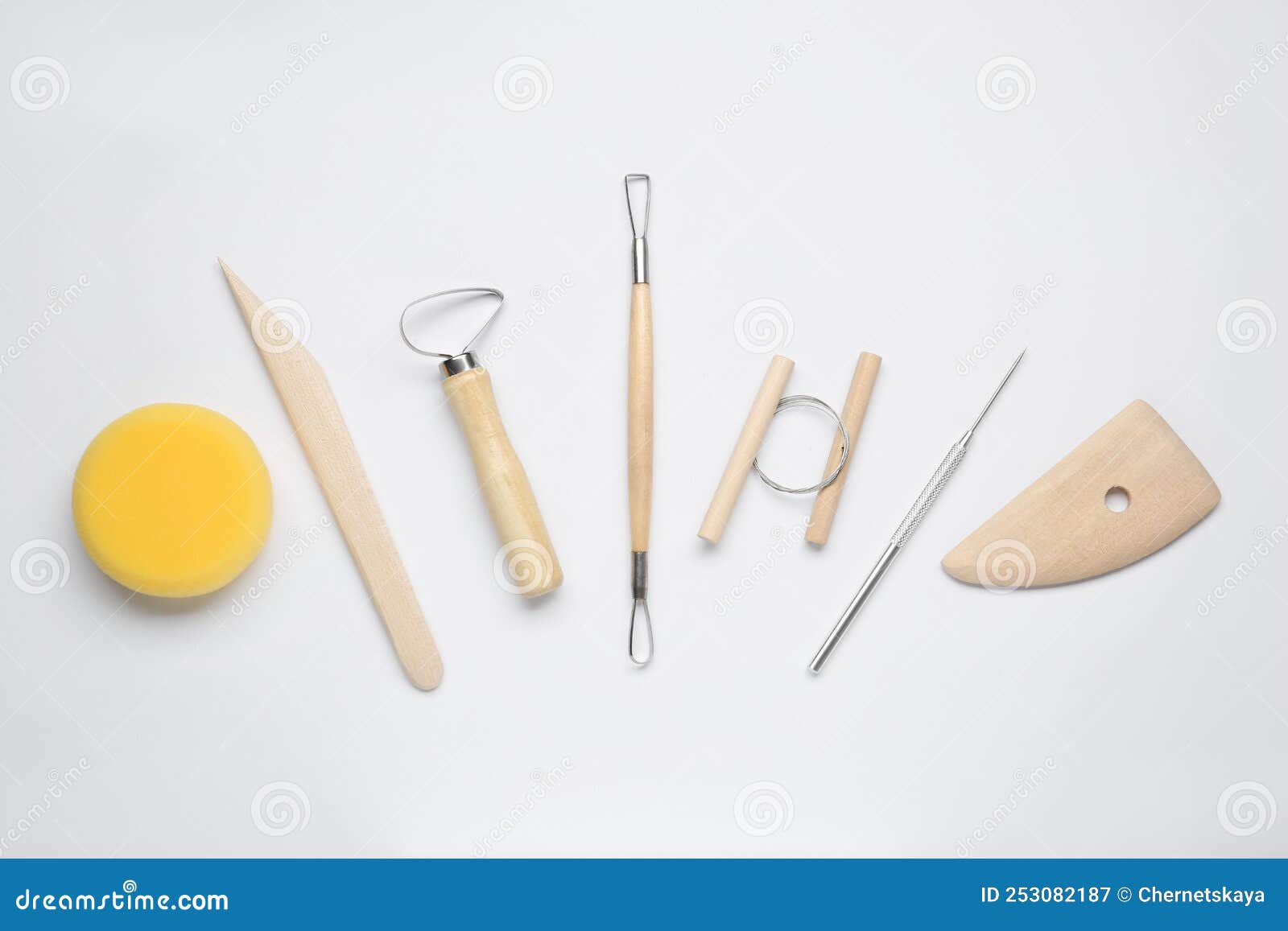 Conjunto De Ferramentas De Modelagem De Argila No Plano De Fundo Imagem ...