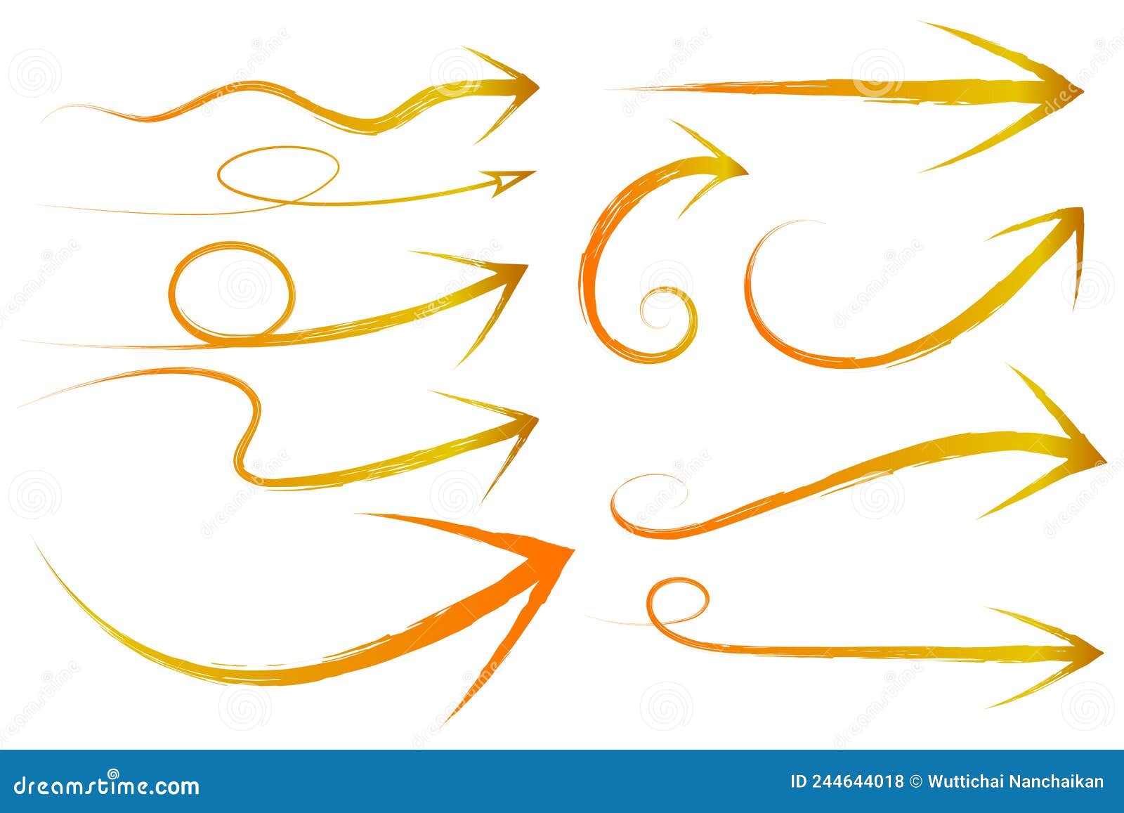 Conjunto De Flecha Curvada Dibujada a Mano Vectorial Ilustración del ...