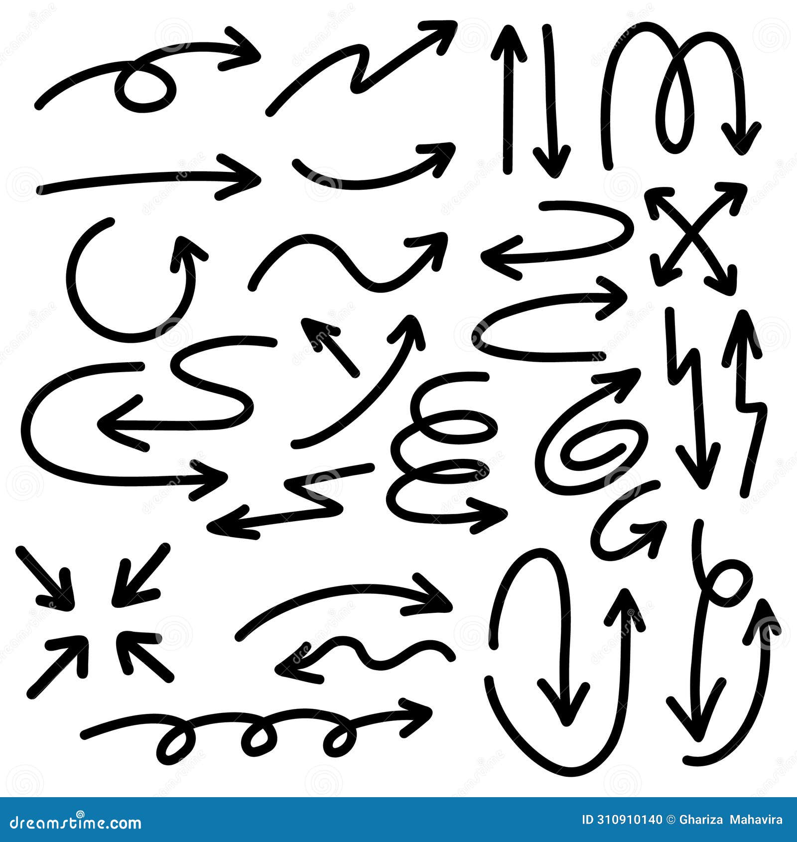 Conjunto De Flecha De Doodle Ilustración del Vector - Ilustración de ...