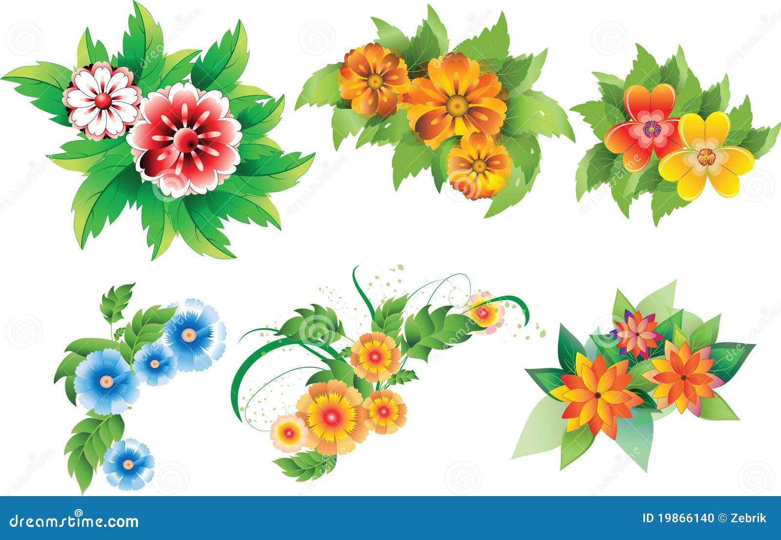 Conjunto De Flores Coloreadas Ilustración del Vector - Ilustración de ...