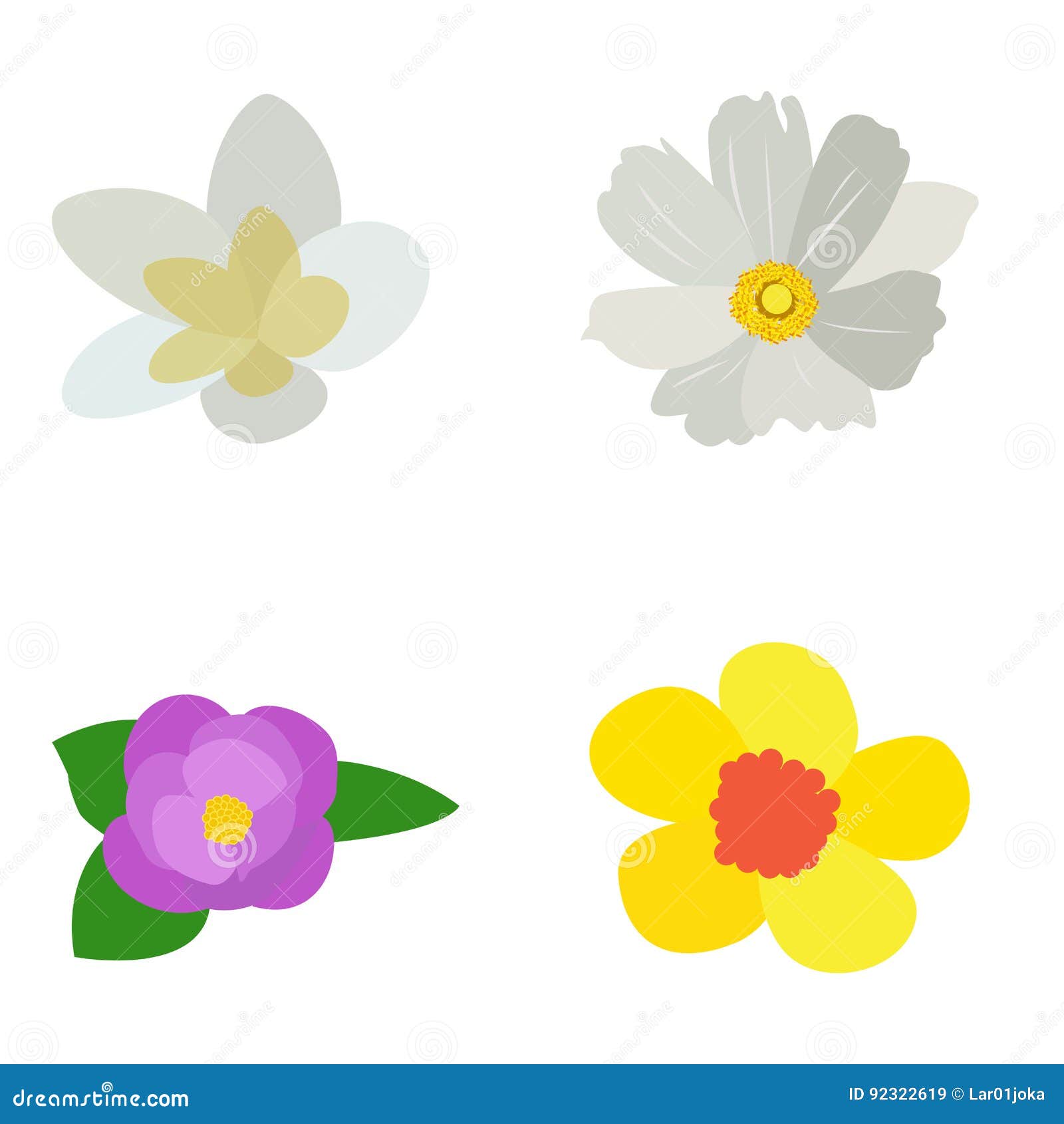 Conjunto De Flores Coloreadas Ilustración del Vector - Ilustración de ...