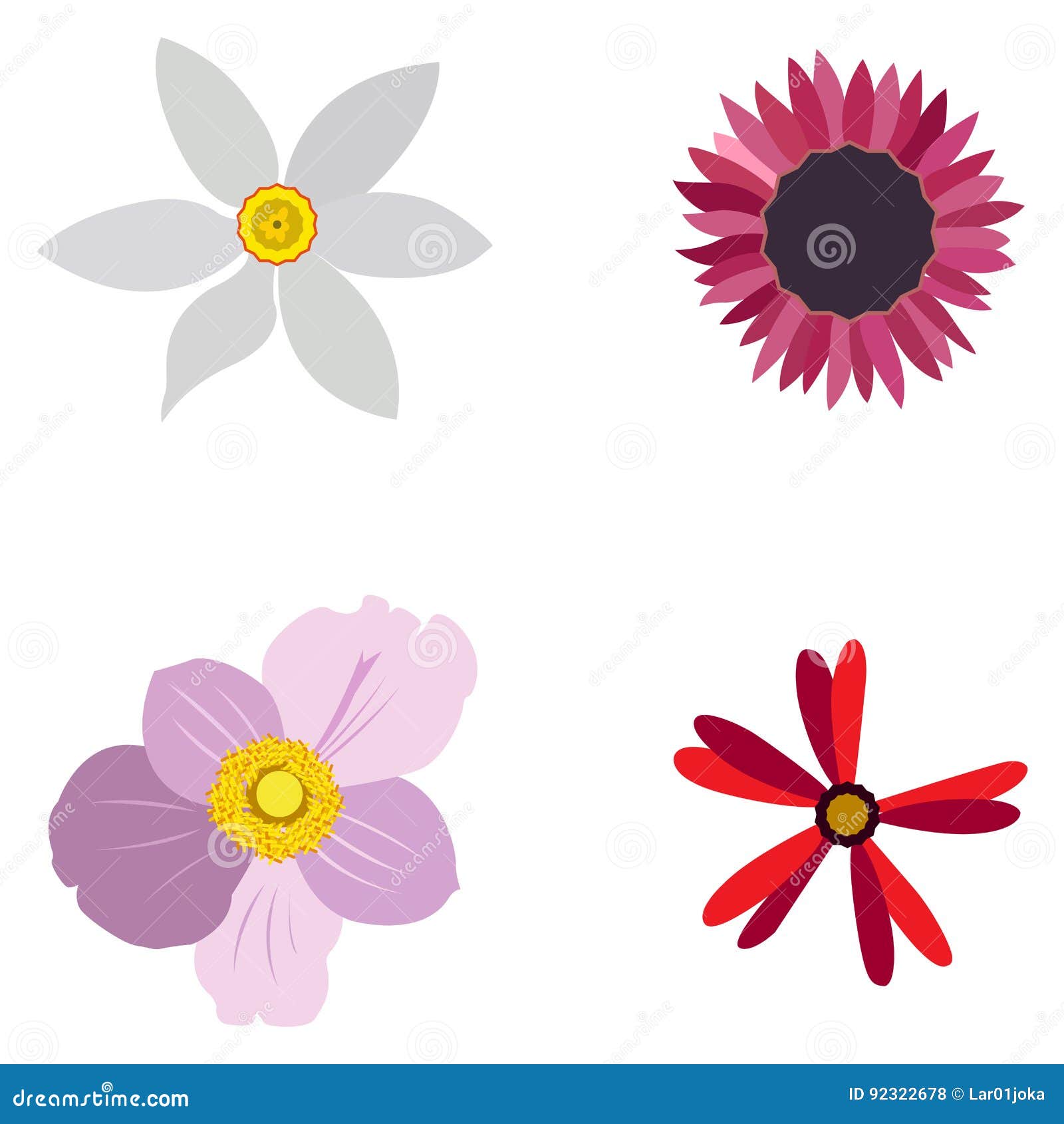 Conjunto De Flores Coloreadas Ilustración del Vector - Ilustración de ...