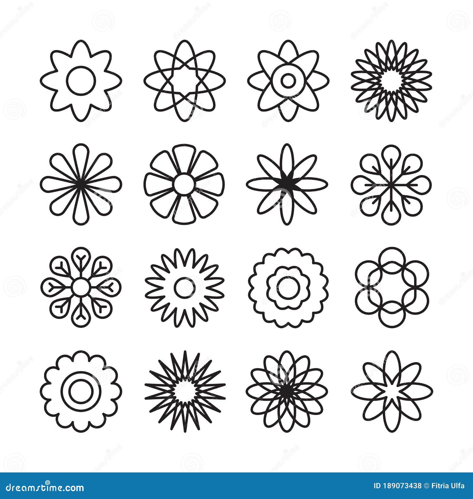 Conjunto De Flores Negras. Vector Premium Ilustración del Vector ...