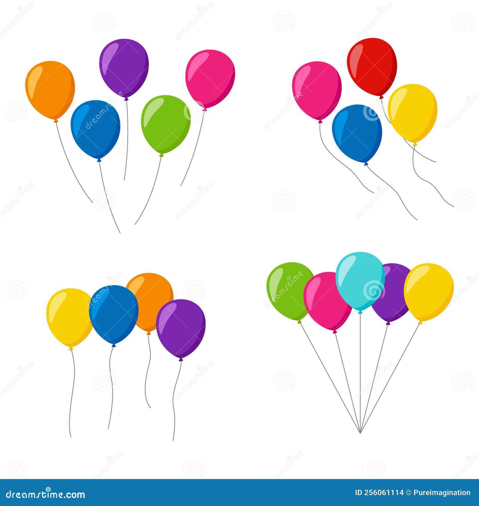 Conjunto De Globos Aislados En Fondo Blanco Ilustración del Vector ...