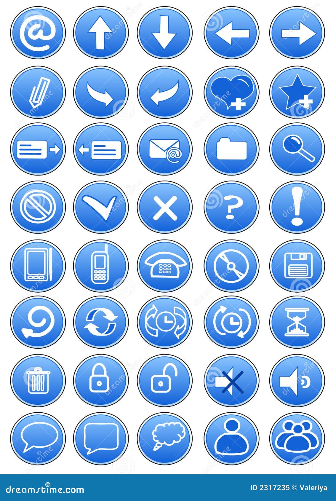 Conjunto de iconos azules ilustración del vector. Ilustración de ...