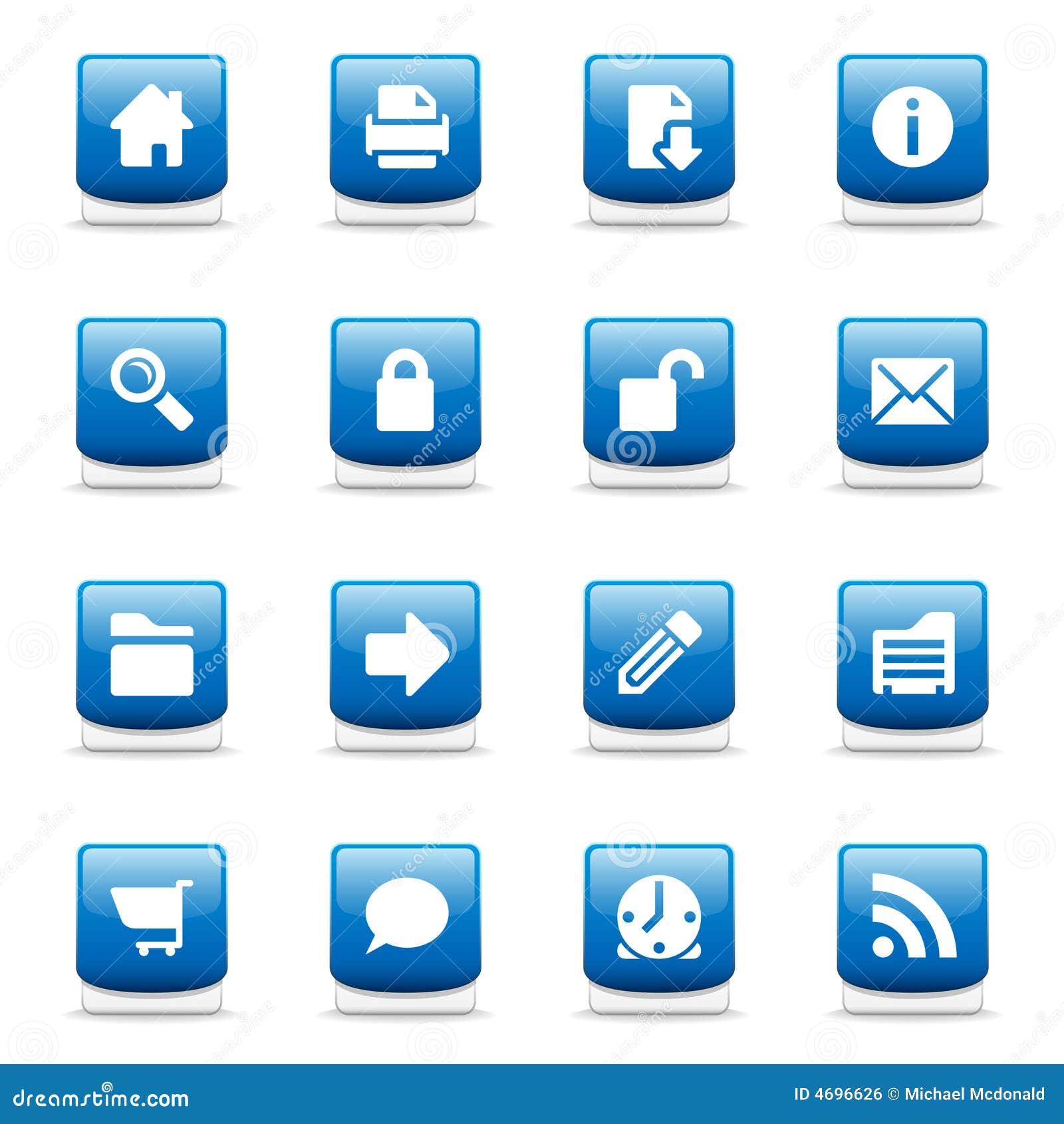 Conjunto De Iconos Azules Brillantes Del Web Foto editorial ...