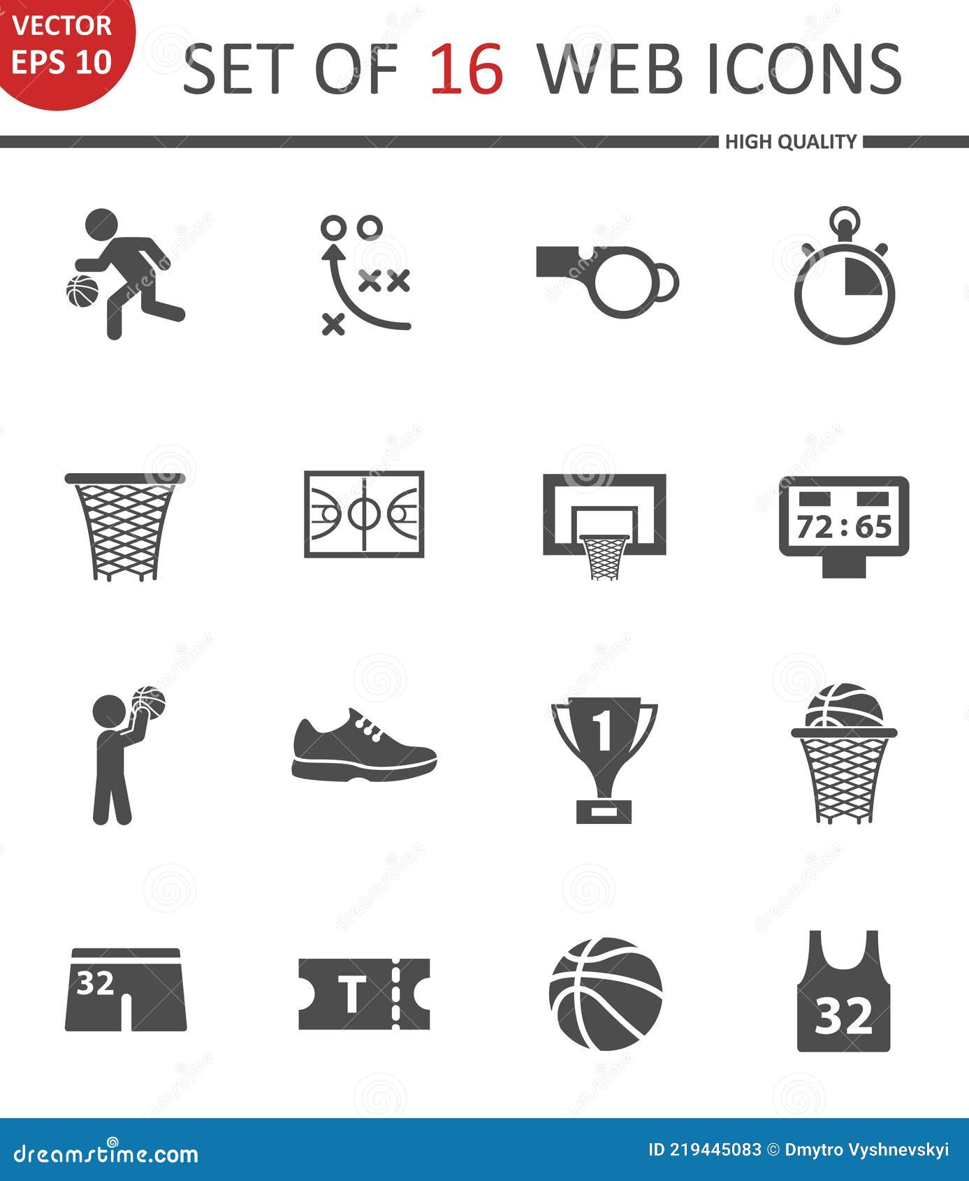Conjunto De Iconos De Baloncesto Ilustración del Vector - Ilustración ...